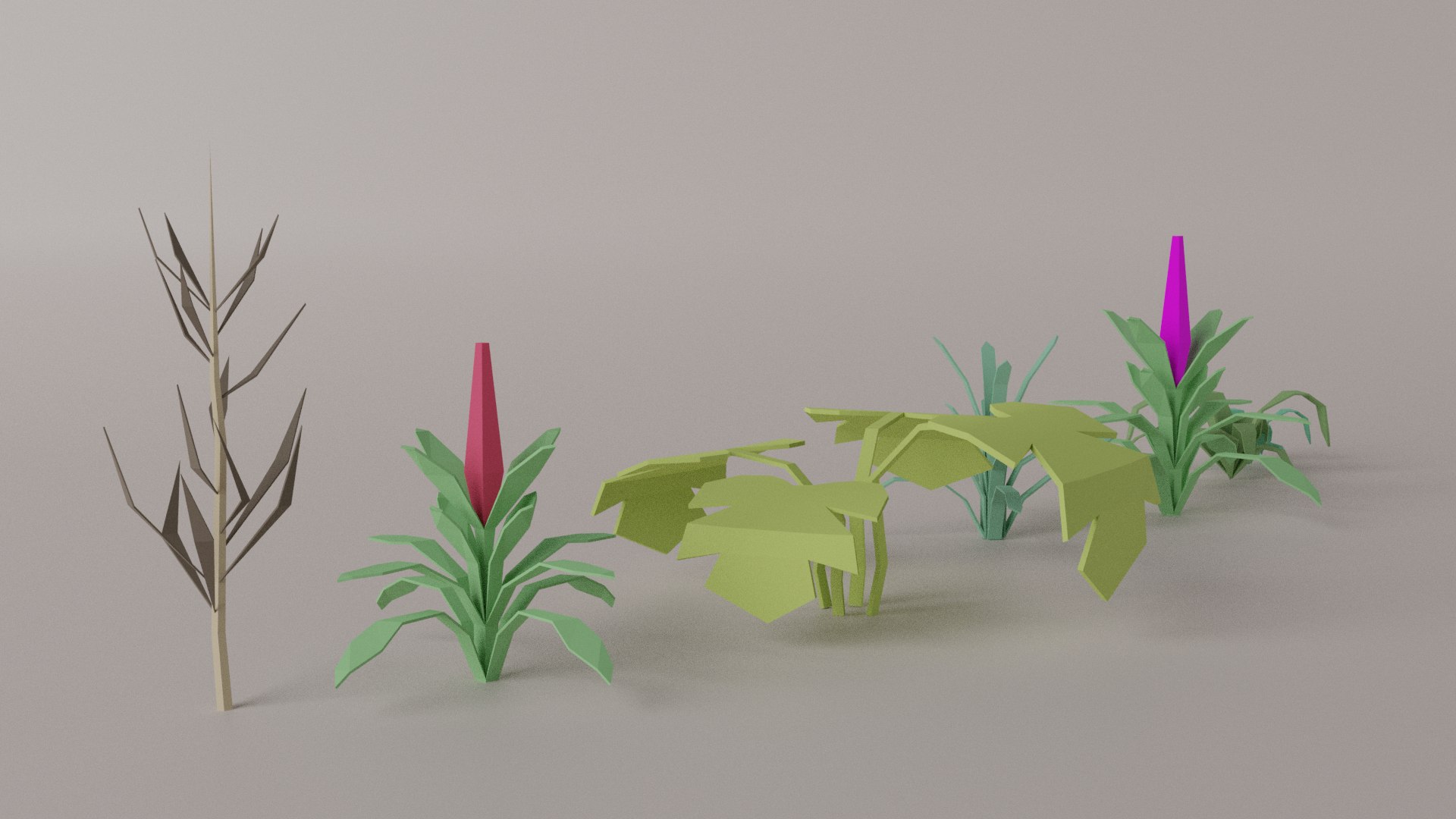 3D Model Cartoon Plant Collection Low-poly 3D Model - TurboSquid 1955384