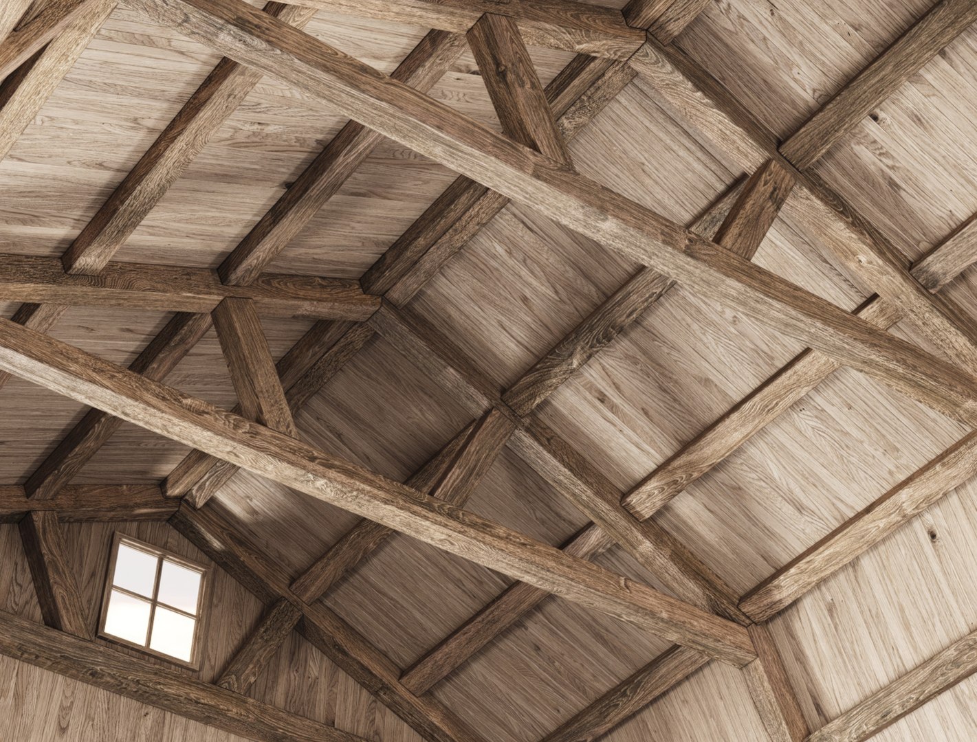Wooden Ceiling V15 With Beams 3D - TurboSquid 2285194