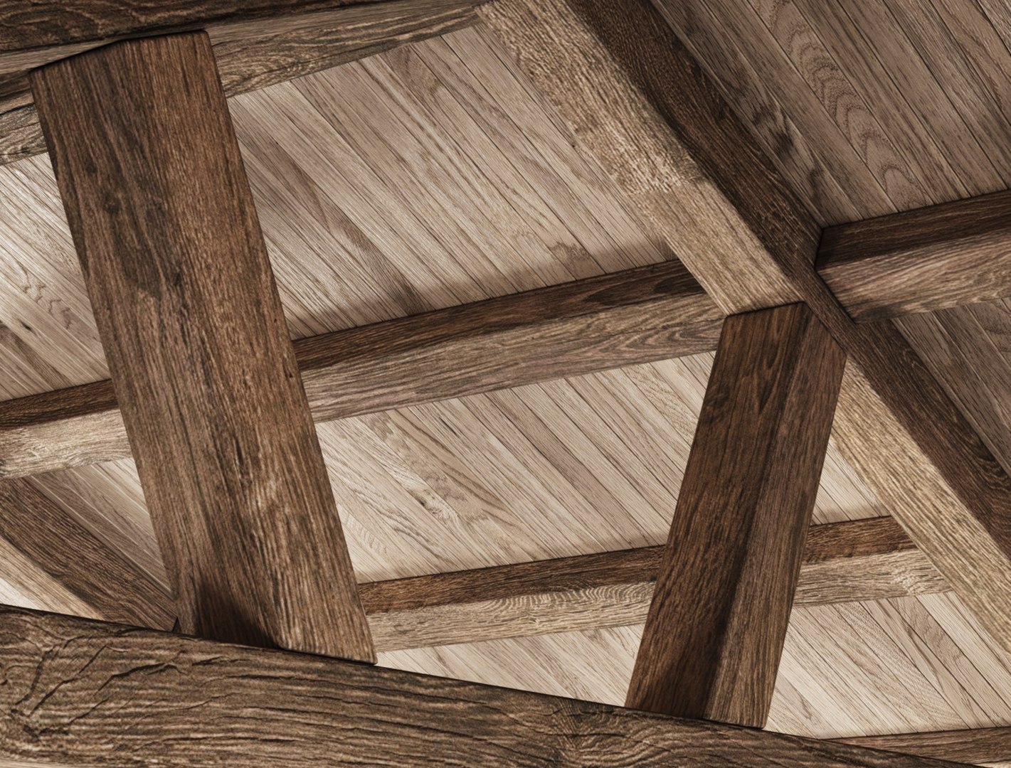 Wooden Ceiling V15 With Beams 3D - TurboSquid 2285194