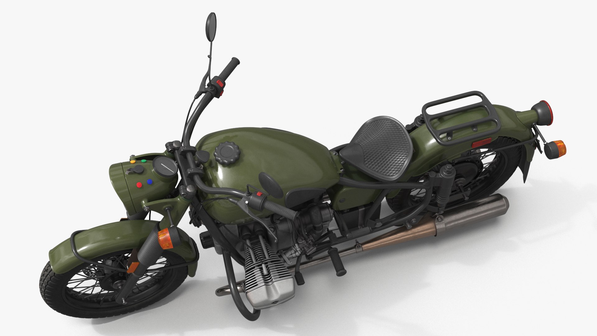 Classic Retro Motorcycle Green 3D Model - TurboSquid 2399392