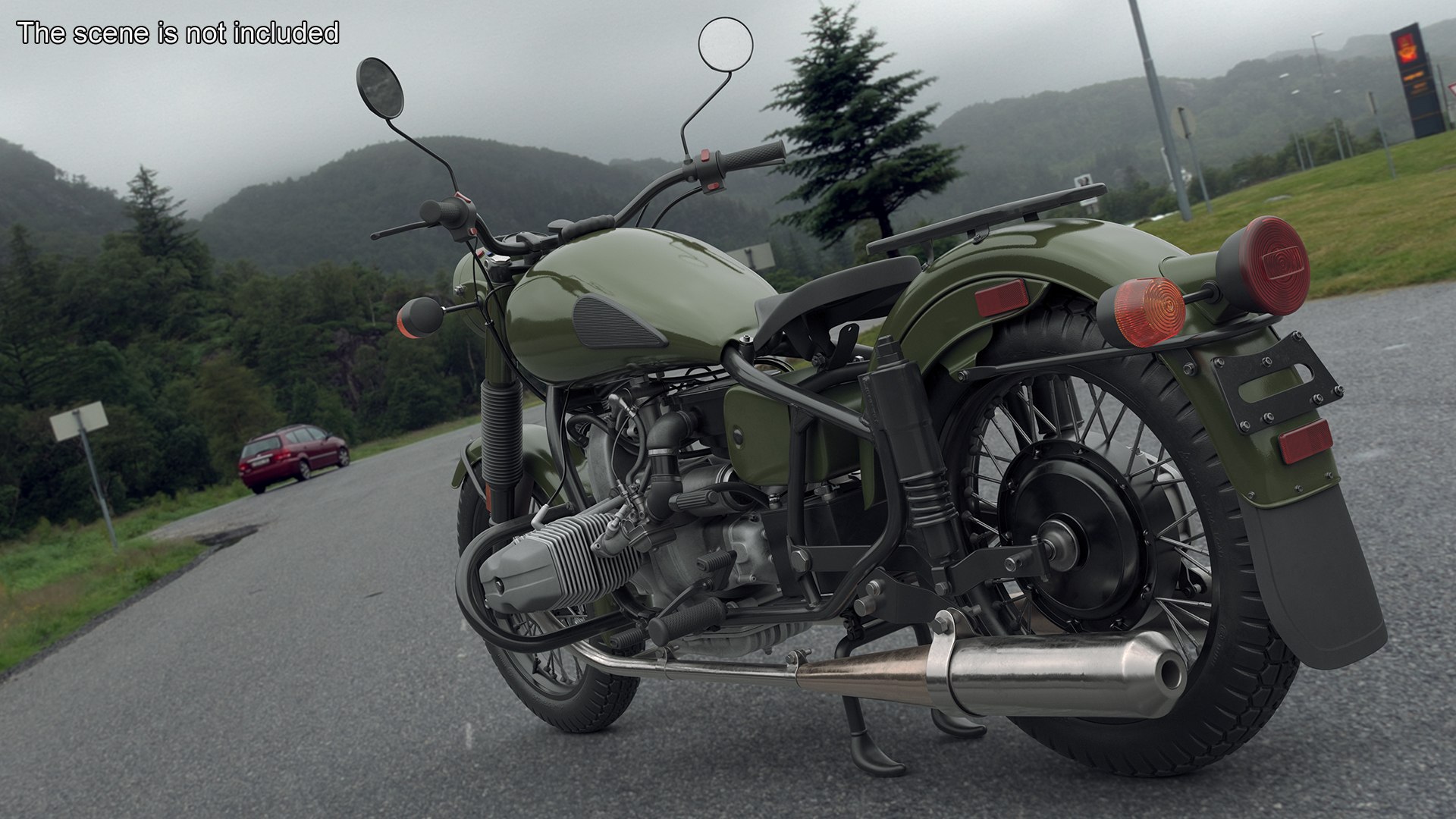 Classic Retro Motorcycle Green 3D Model - TurboSquid 2399392