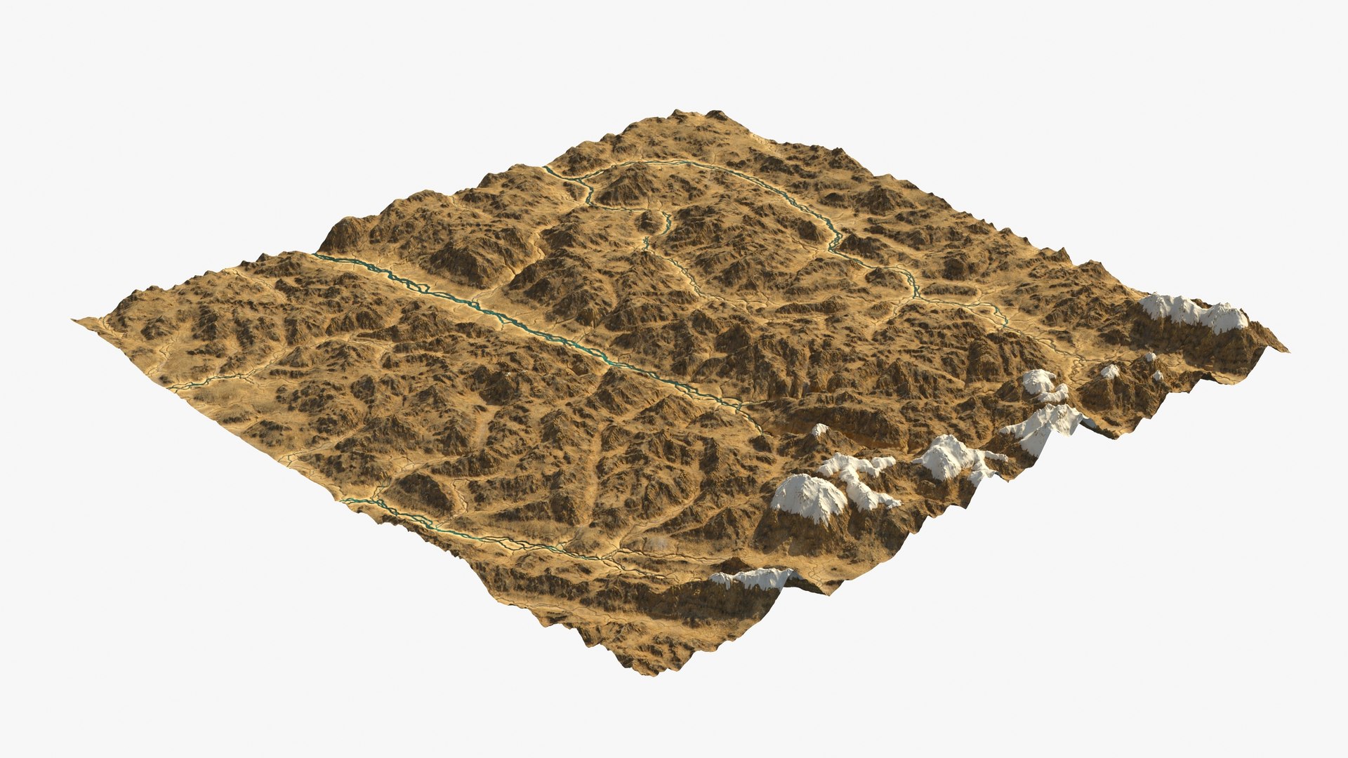 3D Terrain Multiple River Flows PBR - TurboSquid 2204088
