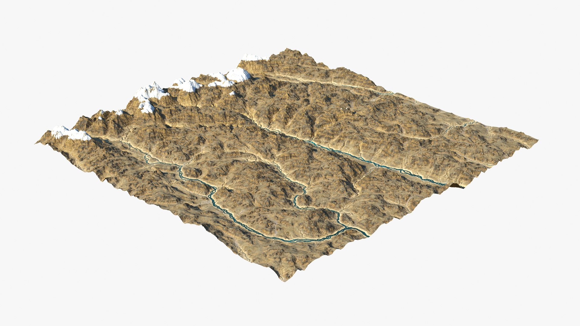 3D Terrain Multiple River Flows PBR - TurboSquid 2204088