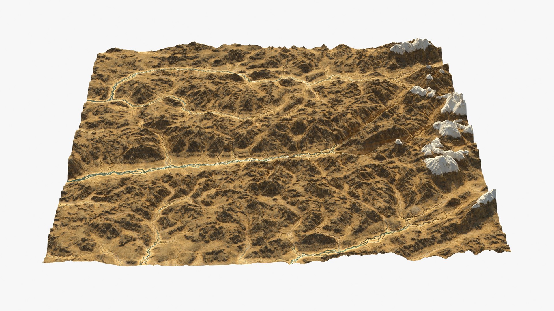 3D Terrain Multiple River Flows PBR - TurboSquid 2204088