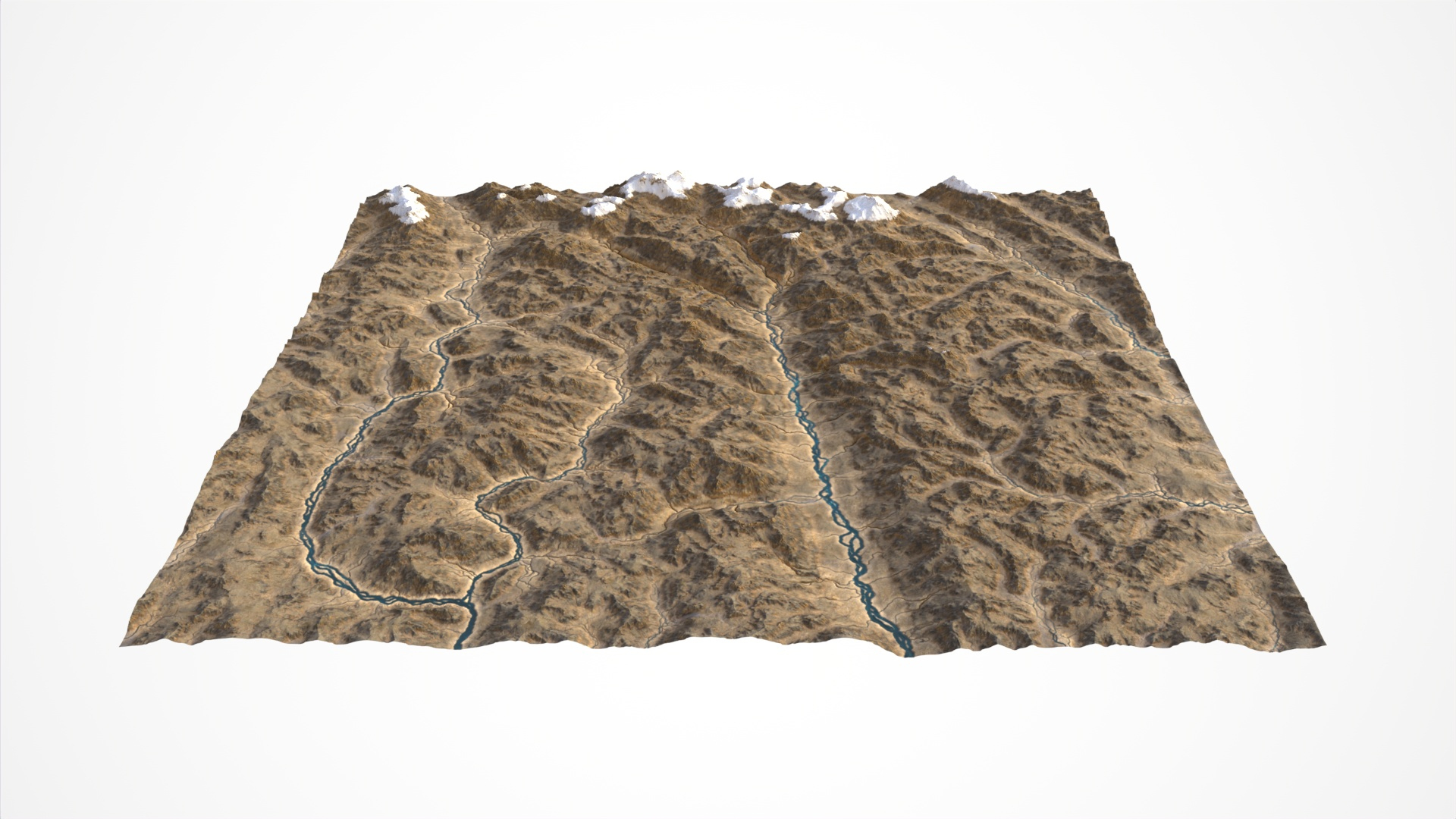 3D Terrain Multiple River Flows PBR - TurboSquid 2204088