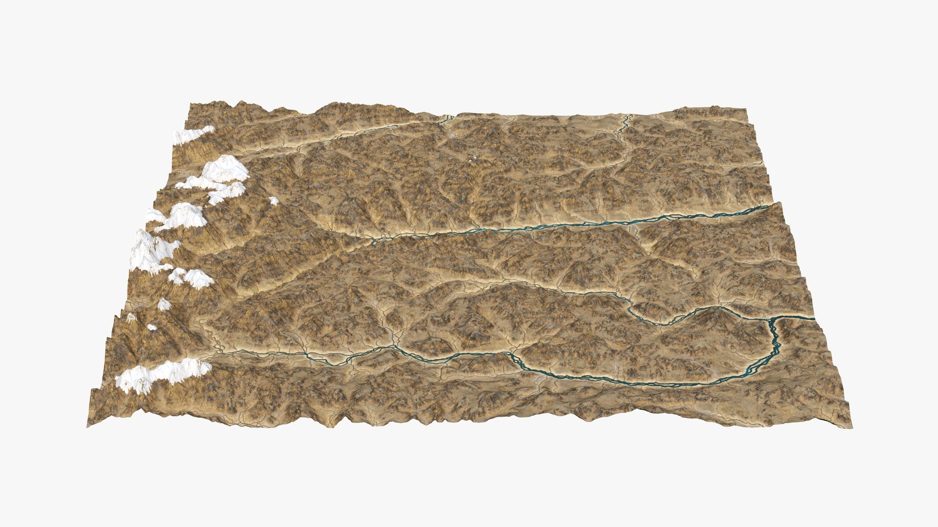 3D Terrain Multiple River Flows PBR - TurboSquid 2204088