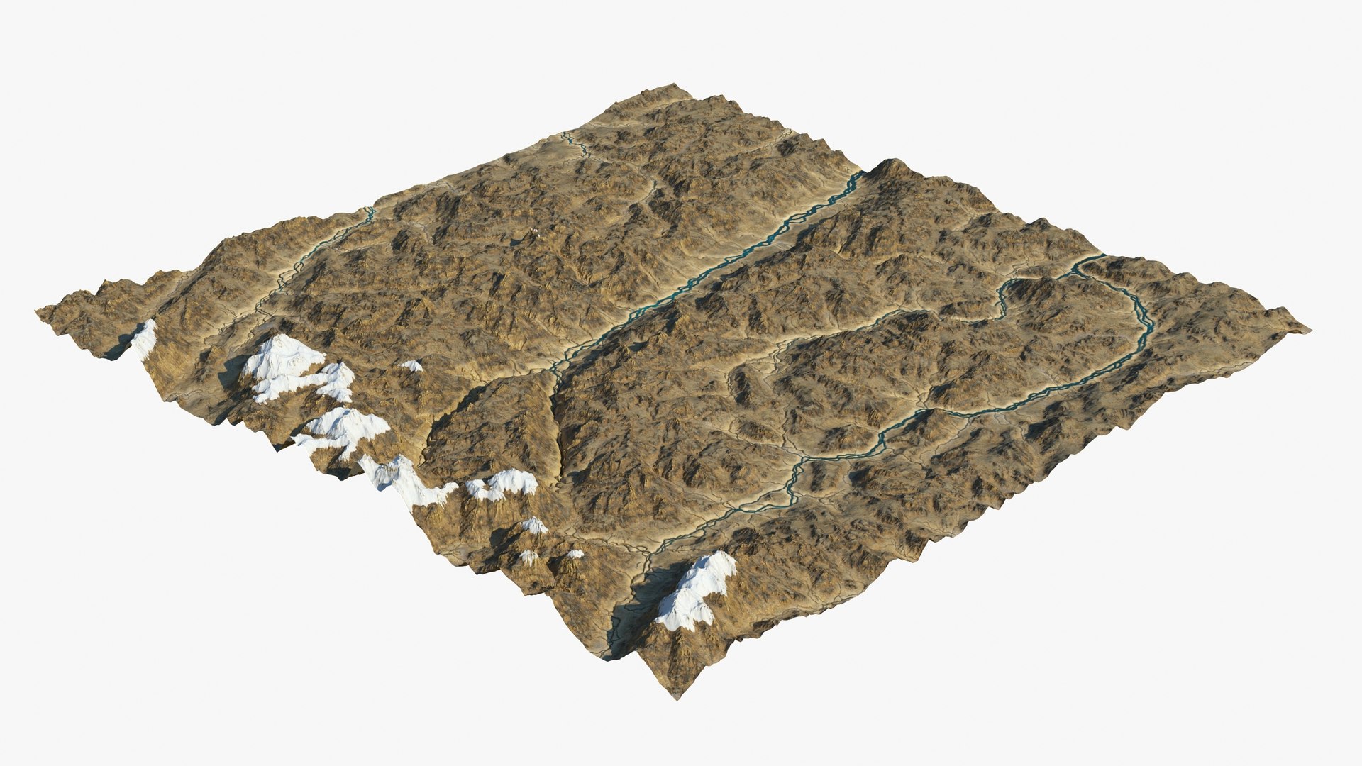 3D Terrain Multiple River Flows PBR - TurboSquid 2204088