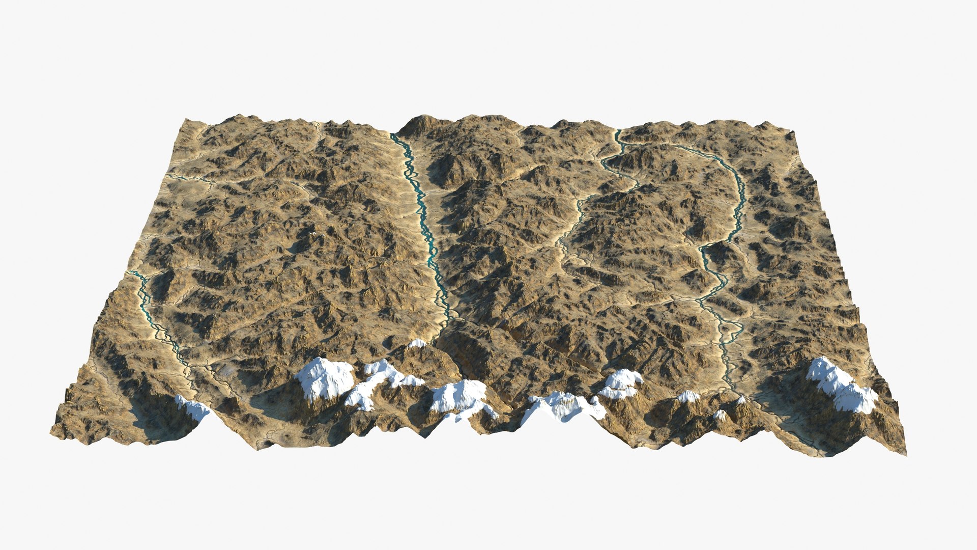 3D Terrain Multiple River Flows PBR - TurboSquid 2204088