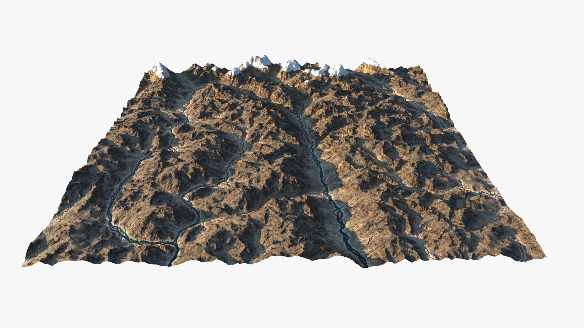 3D Terrain Multiple River Flows PBR - TurboSquid 2204088
