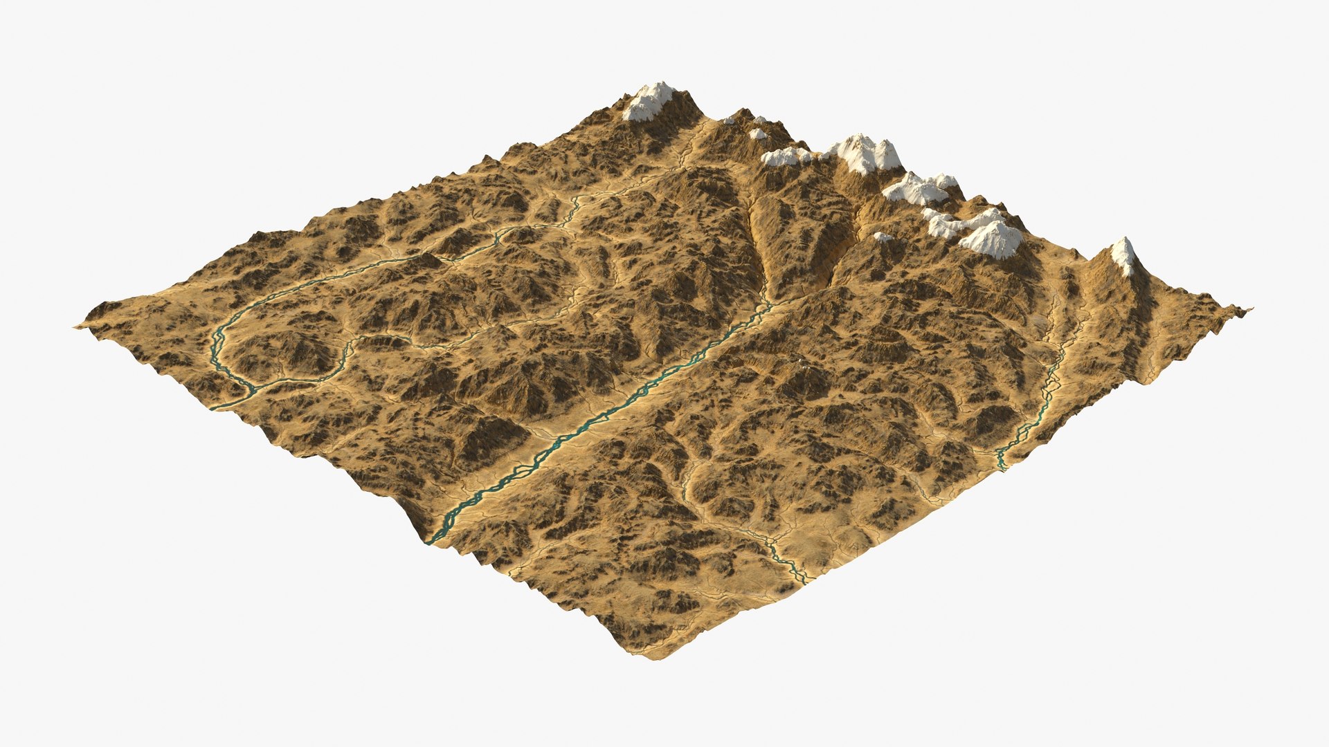 3D Terrain Multiple River Flows PBR - TurboSquid 2204088