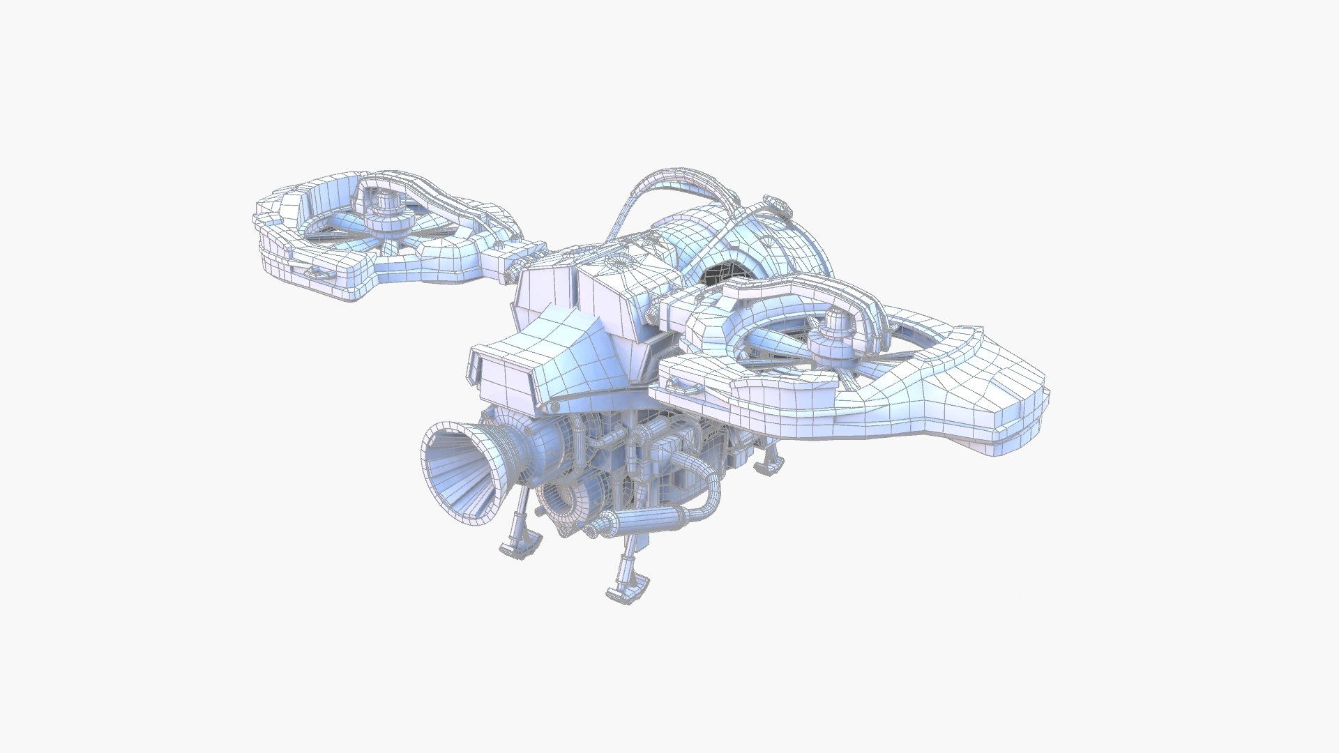 3D Sci-Fi Hovercraft Helicopter VTOL Tiltrotor Glider Plane Flying ...