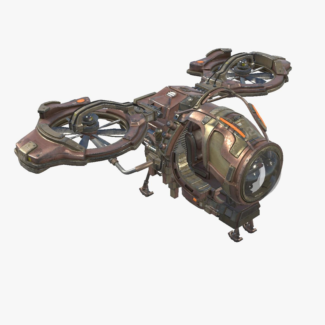 3D Sci-Fi Hovercraft Helicopter VTOL Tiltrotor Glider Plane Flying ...