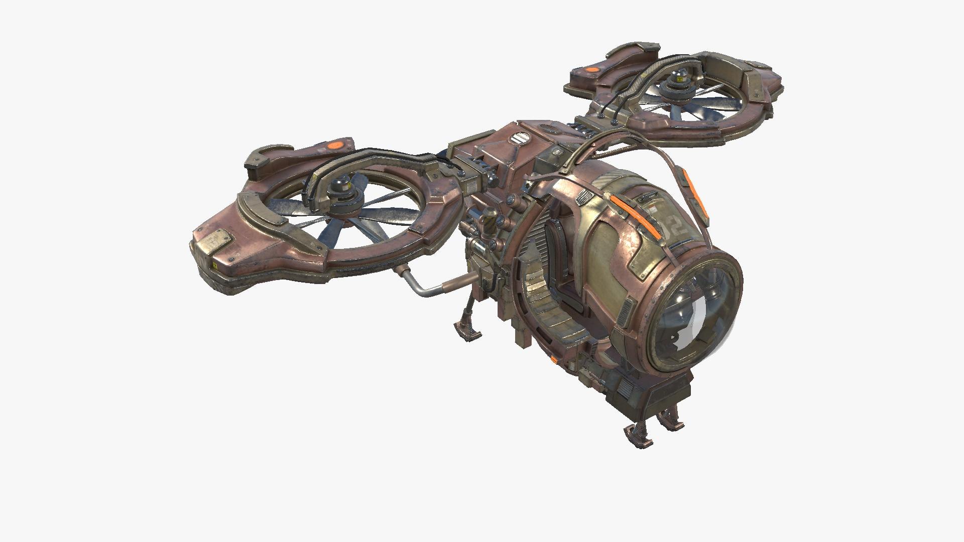 3D Sci-Fi Hovercraft Helicopter VTOL Tiltrotor Glider Plane Flying Aircraft Vehicle 02 ...