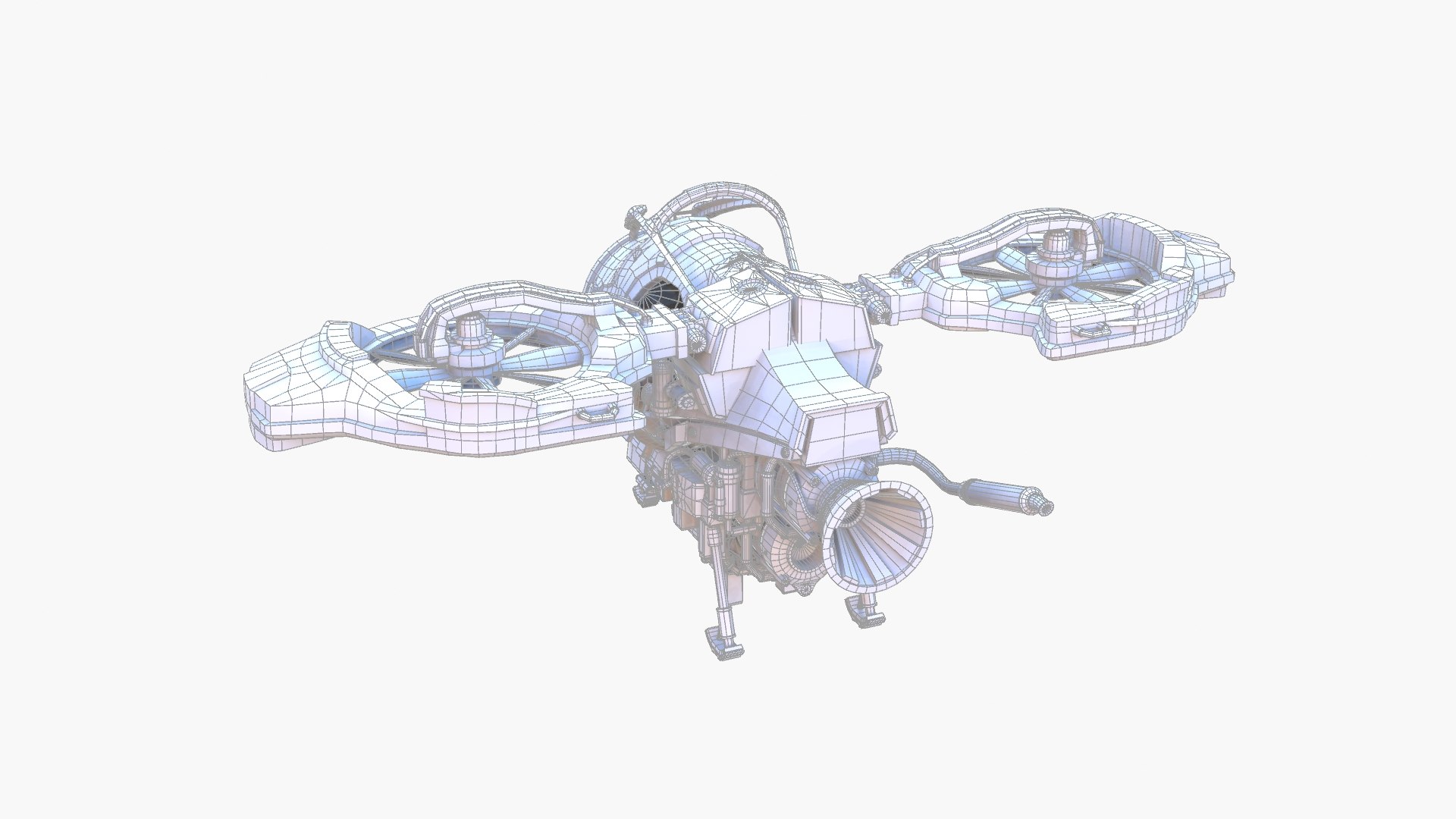 3D Sci-Fi Hovercraft Helicopter VTOL Tiltrotor Glider Plane Flying ...