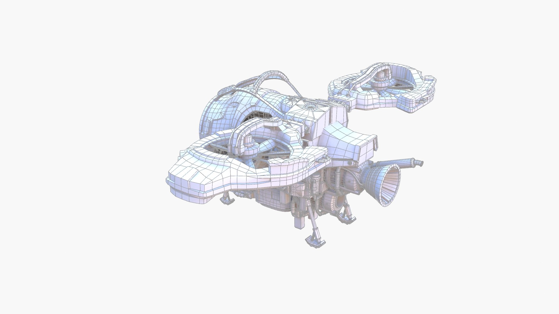 3D Sci-Fi Hovercraft Helicopter VTOL Tiltrotor Glider Plane Flying ...