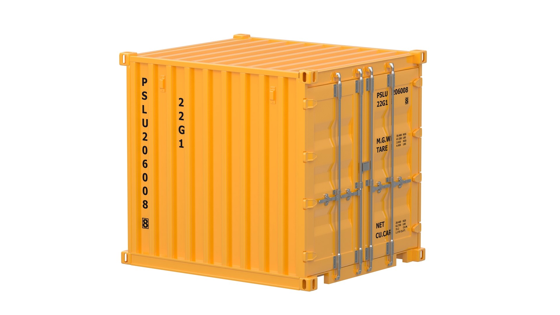 3D 8ft Shipping Container Yellow - TurboSquid 2347308