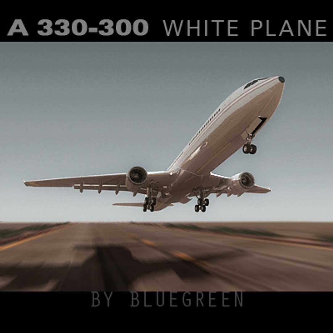 3d airbus a330-300 white plane model