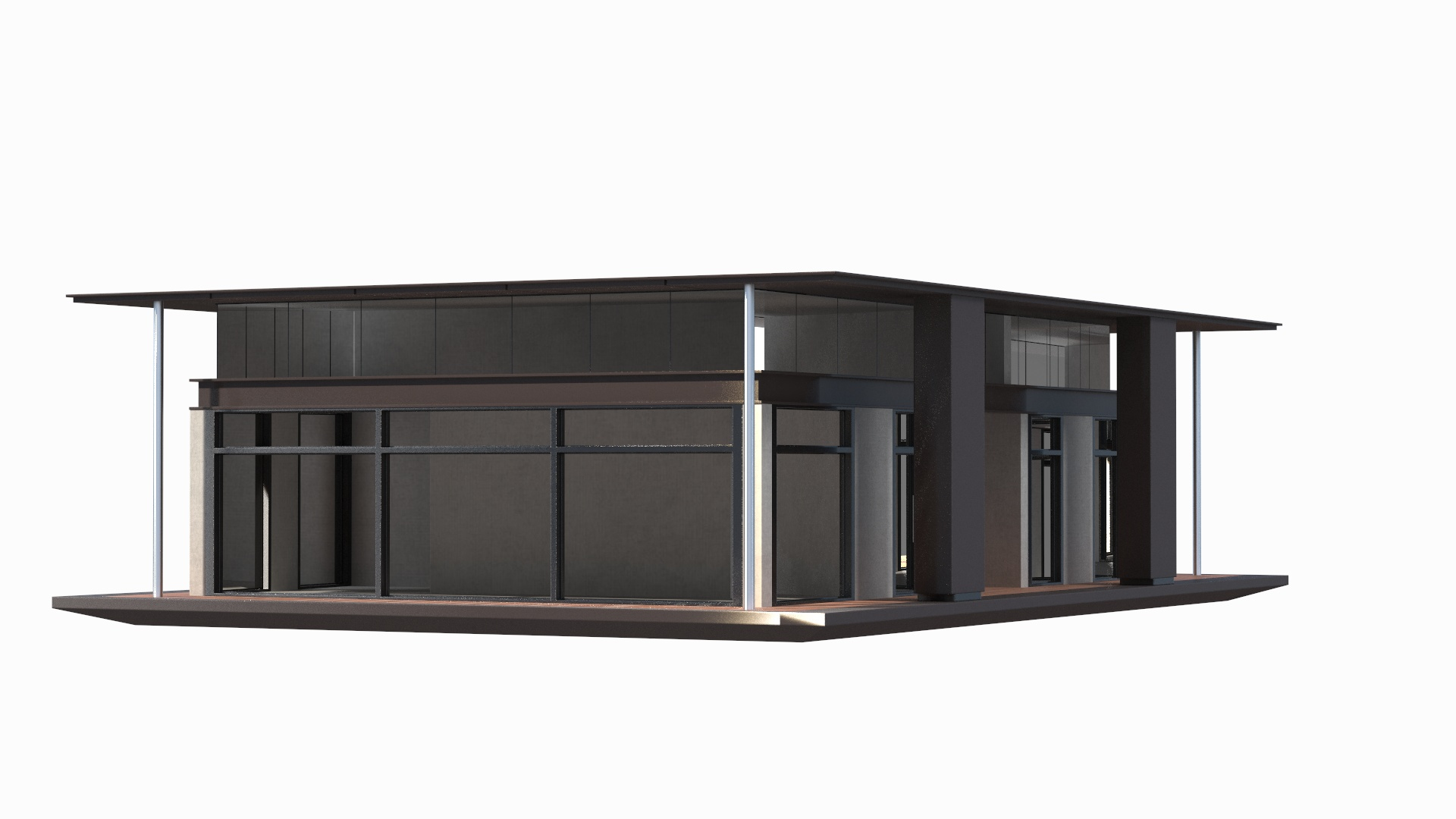 Modern House With Panoramic Windows 3D Model - TurboSquid 2020854