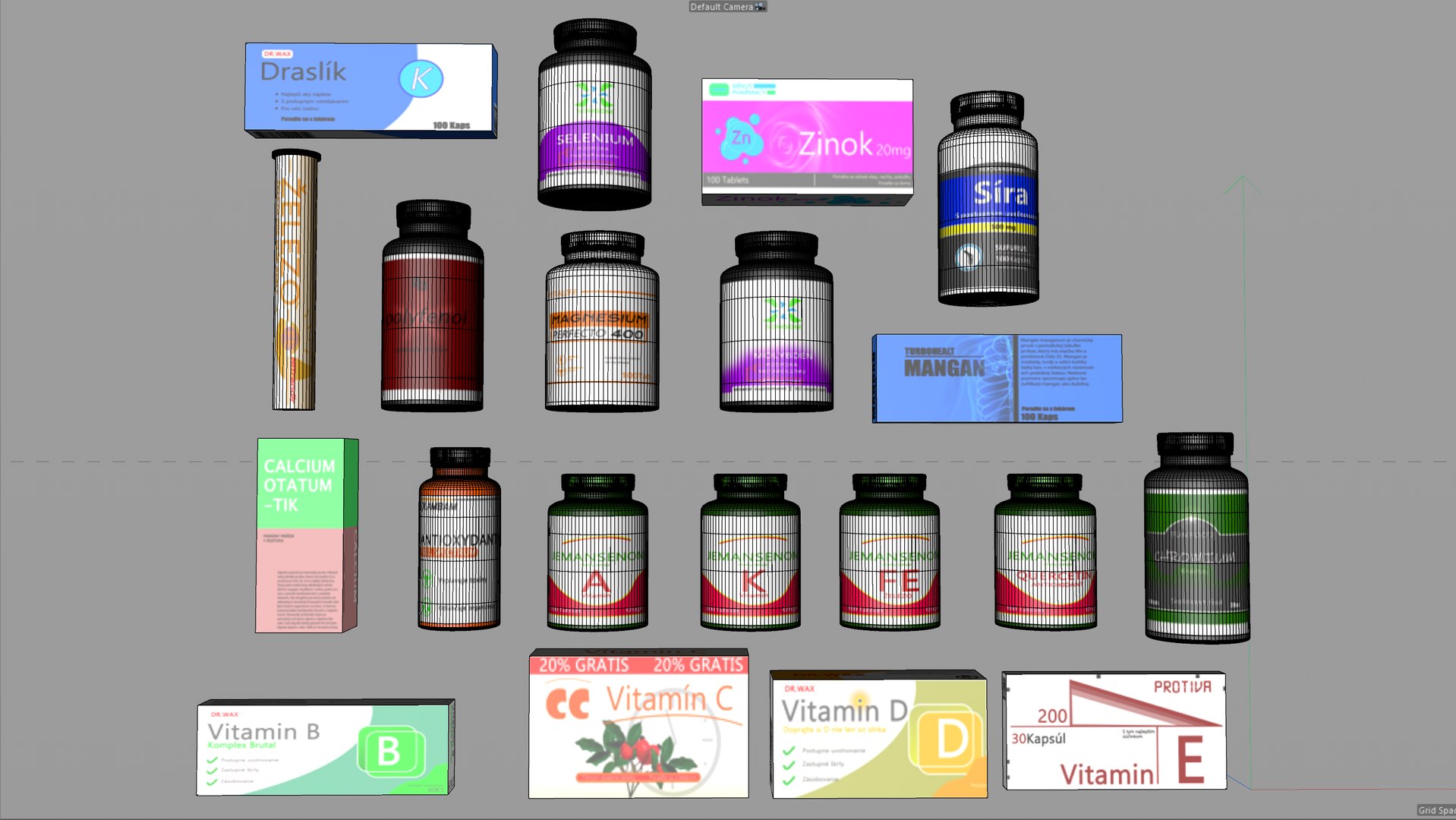Pack Of Vitamins Minerals And Food Supplements With Basic Basecolor Textures 3D Model ...