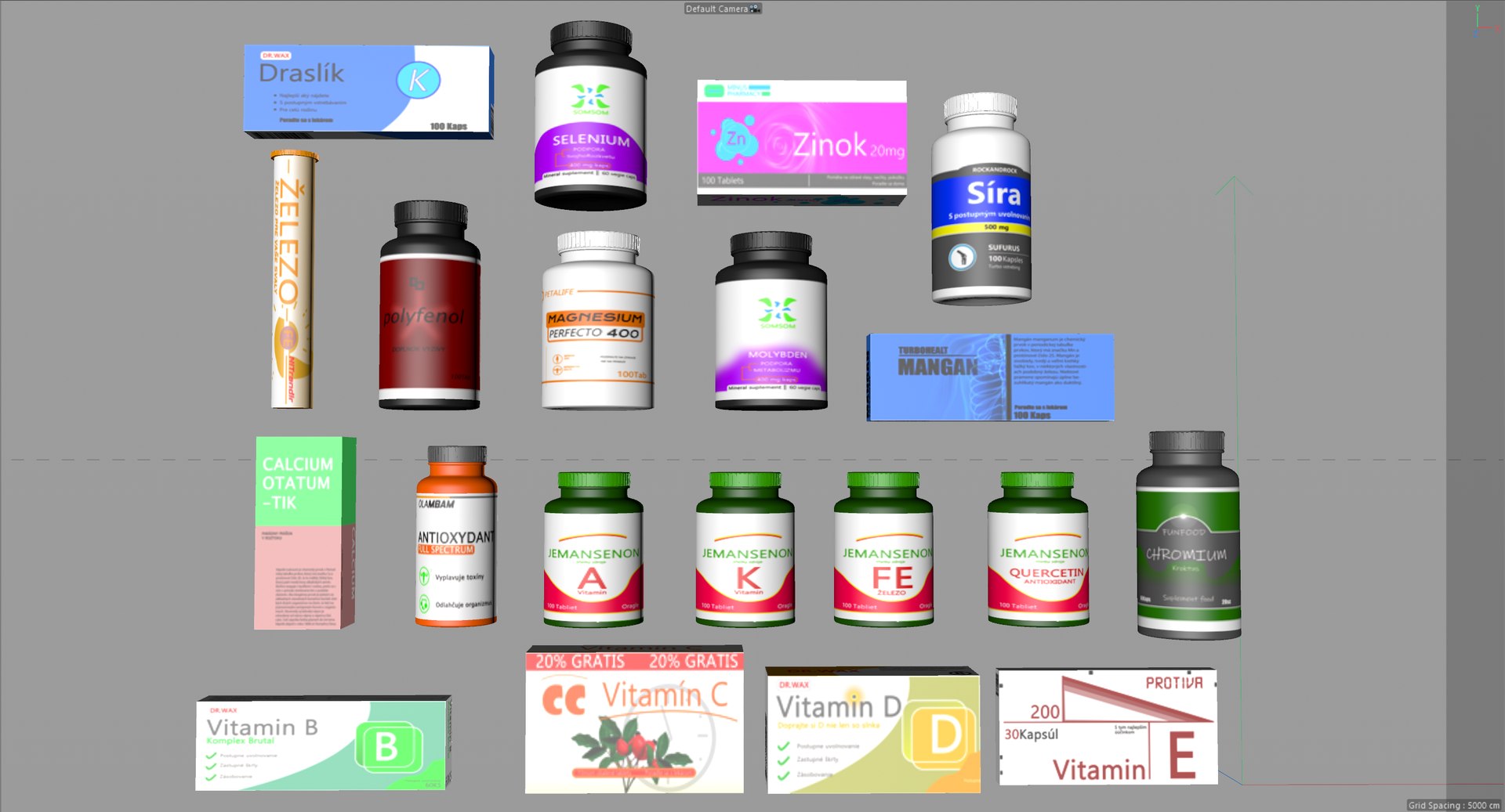 Pack Of Vitamins Minerals And Food Supplements With Basic Basecolor Textures 3D Model ...