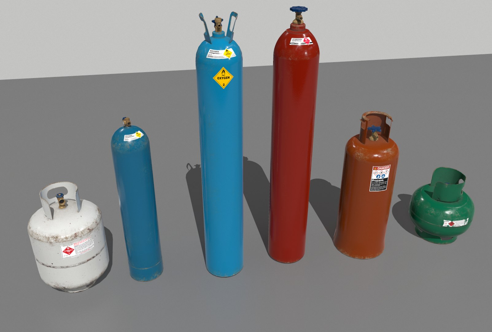 Pack Industrial Gas Cylinders 3D Model - TurboSquid 1543059