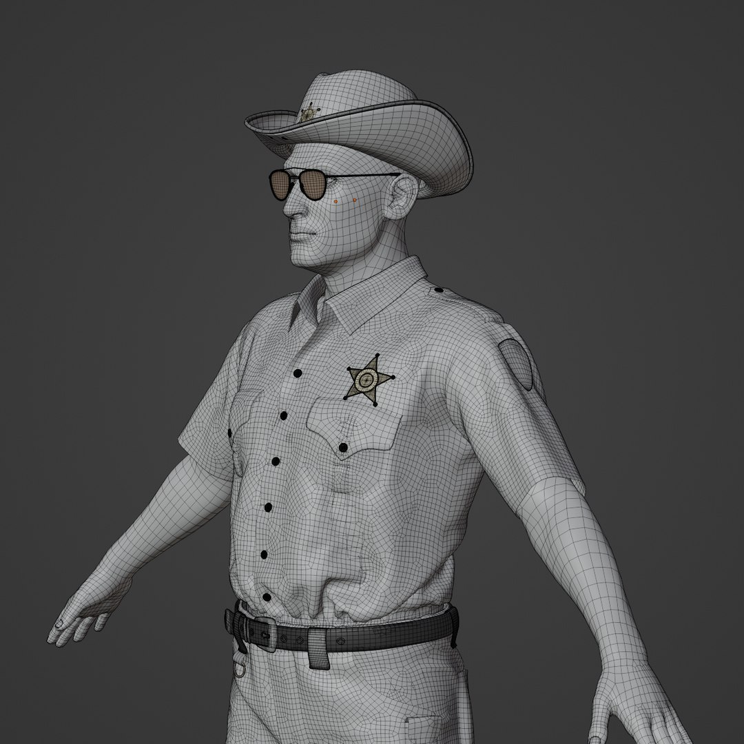 3D American Sheriff Realistic Character - TurboSquid 2030422