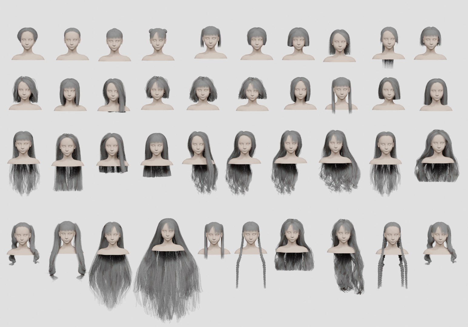 40 Hairstyles Collection 3D Model - TurboSquid 2348695