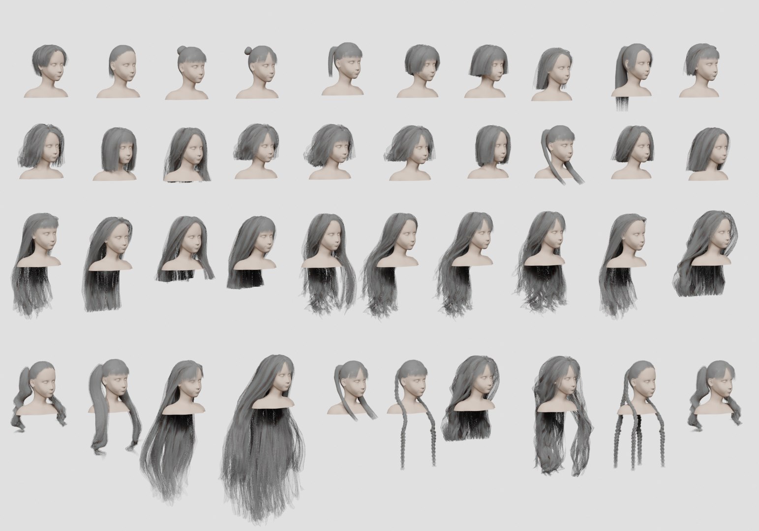 40 Hairstyles Collection 3D Model - TurboSquid 2348695
