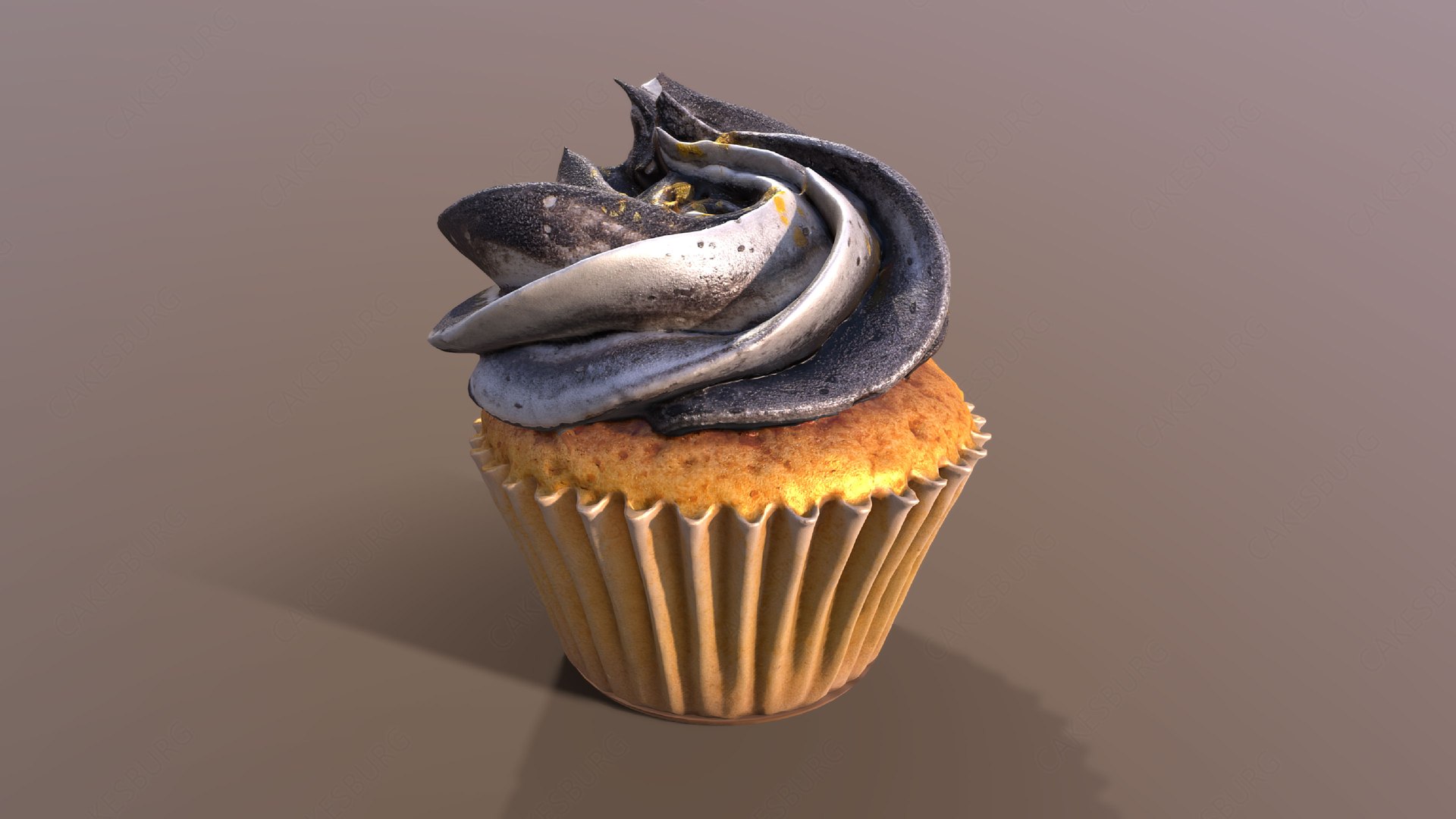3D Elegant Golden Flakes Cupcake Model - TurboSquid 2057650