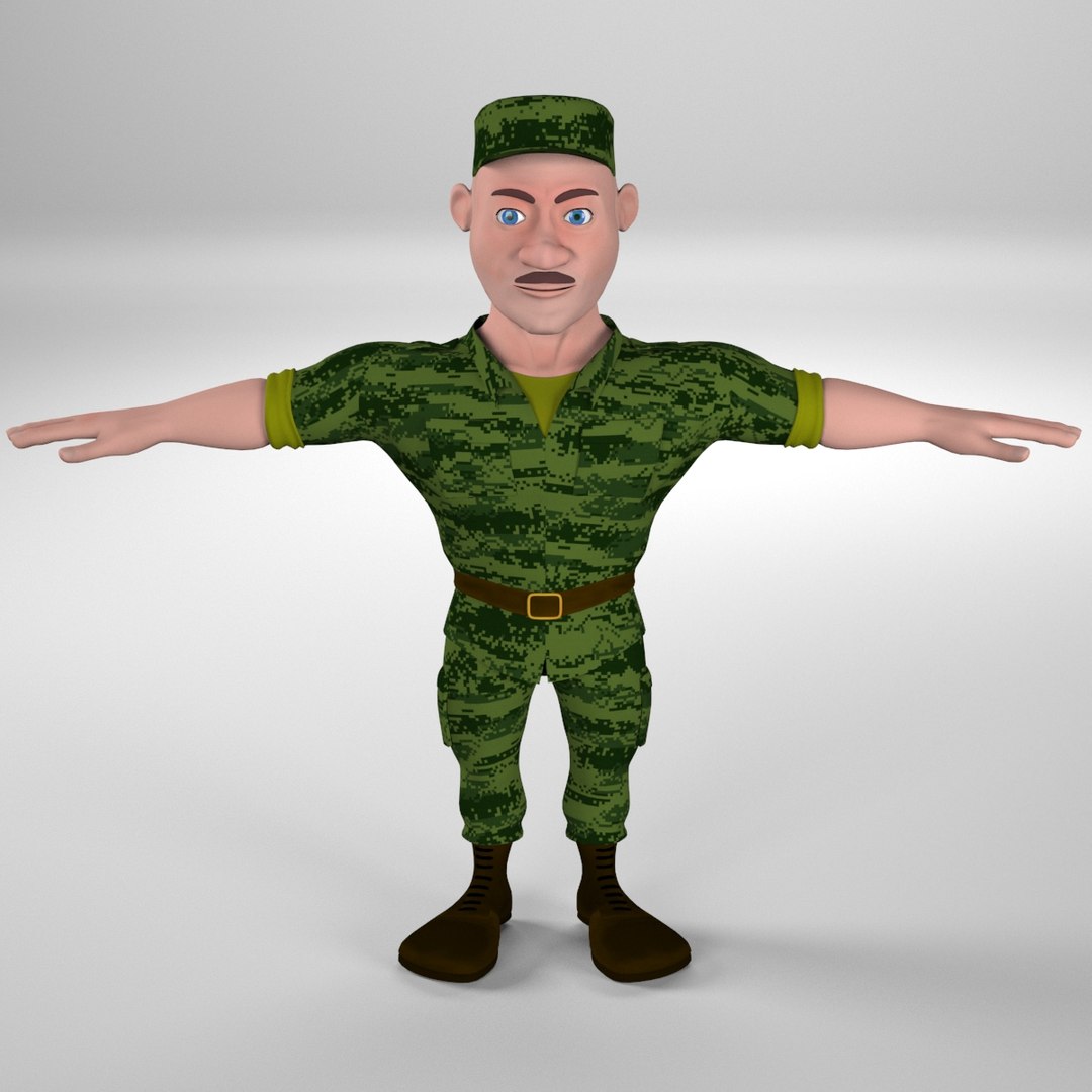 3d cartoon soldier toon