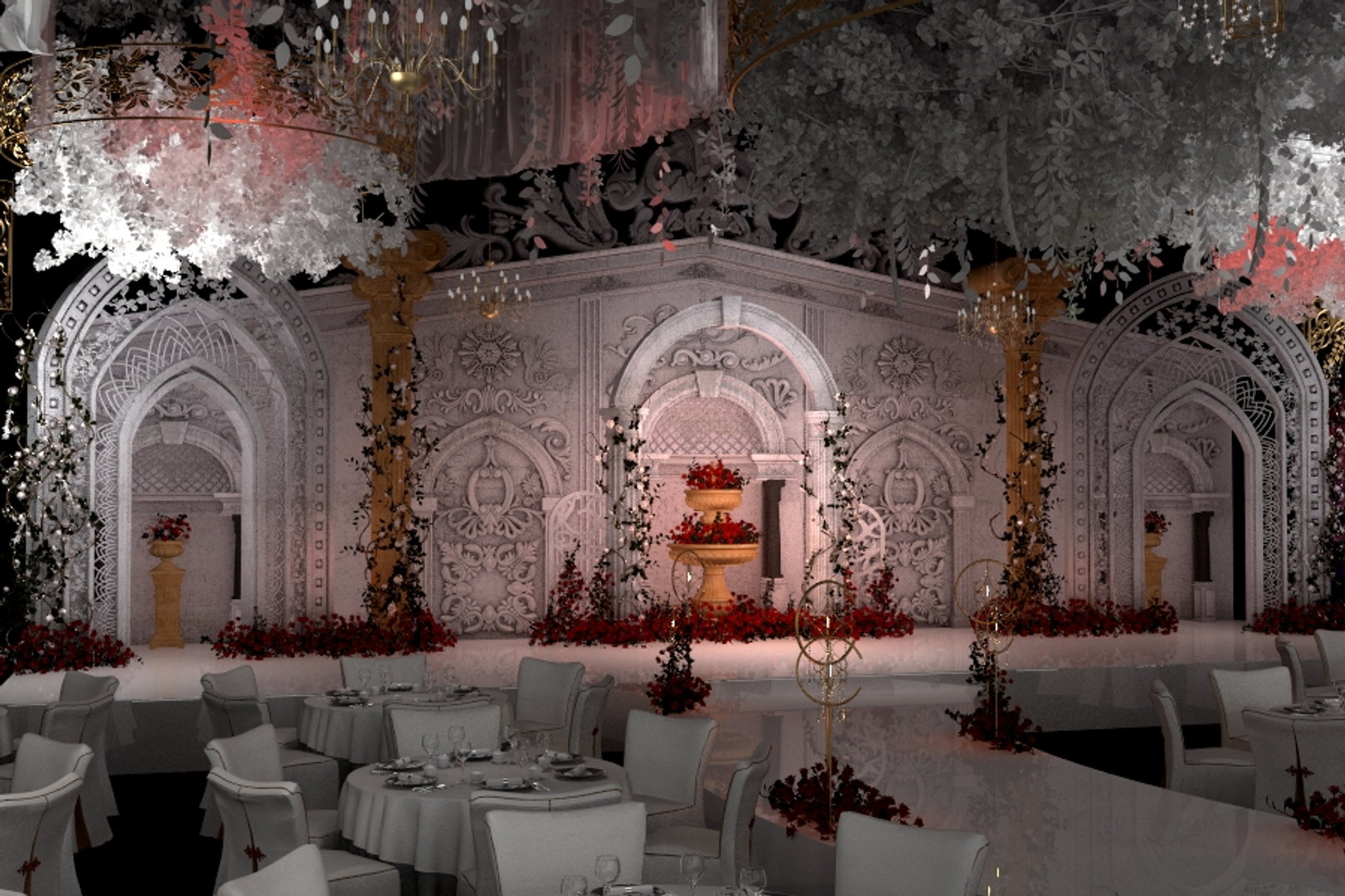 Ballroom banquet hall 3D - TurboSquid 1701841