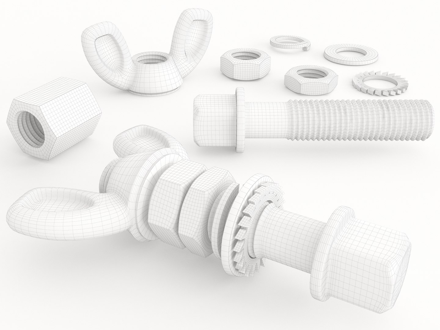 Screw With Nut 14 3D Model - TurboSquid 1923766