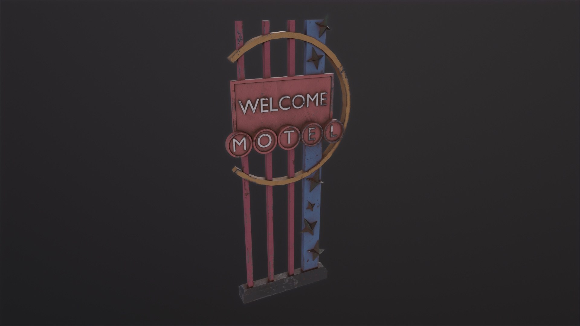 3D Model Rust Classic American Motel Signboard - TurboSquid 2147357