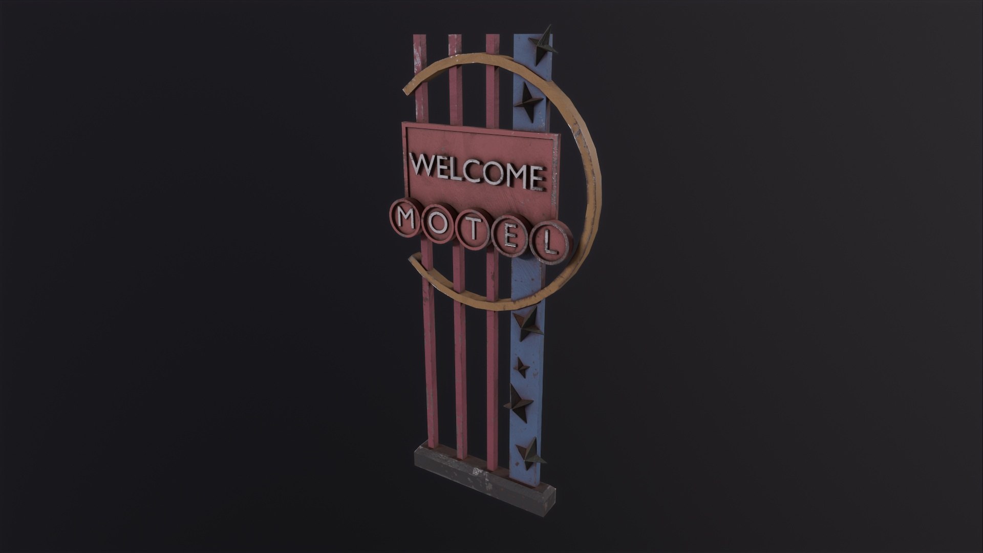 3D Model Rust Classic American Motel Signboard - TurboSquid 2147357