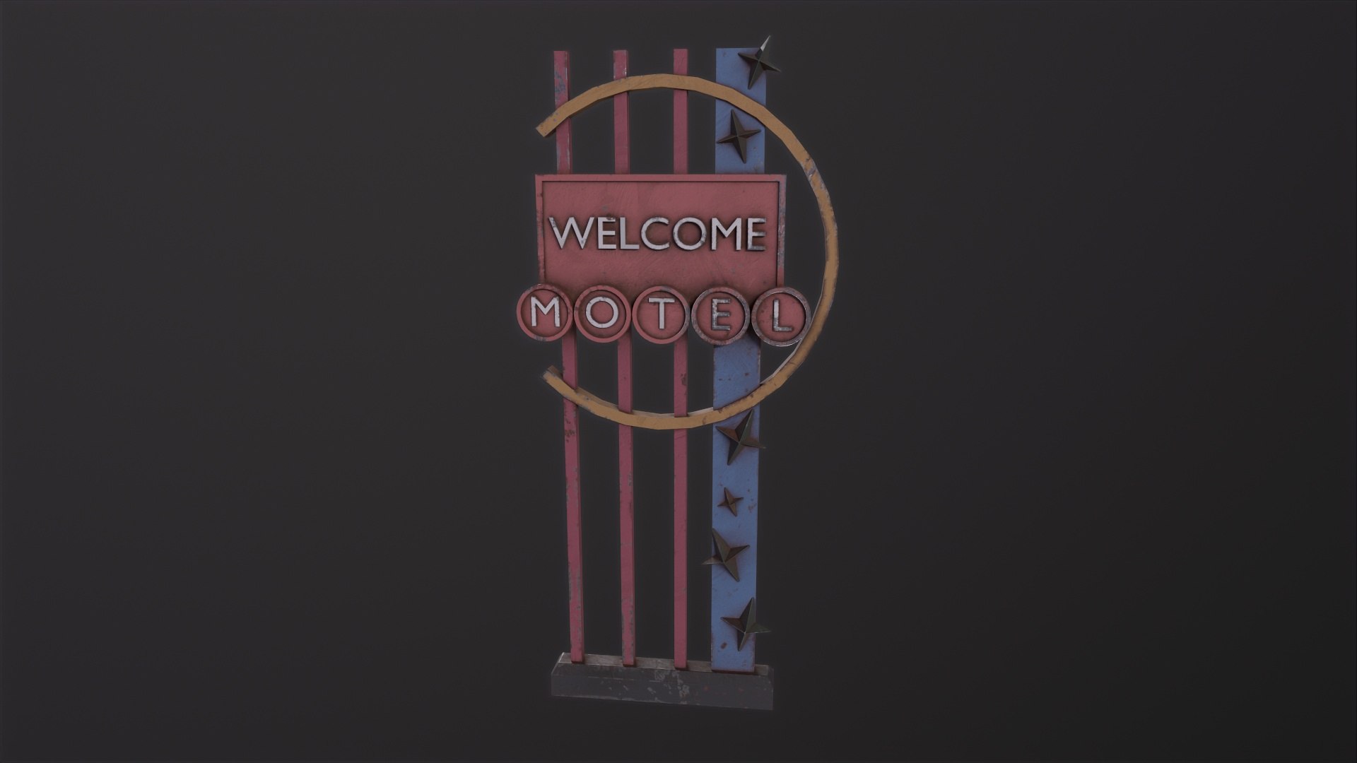 3D Model Rust Classic American Motel Signboard - TurboSquid 2147357