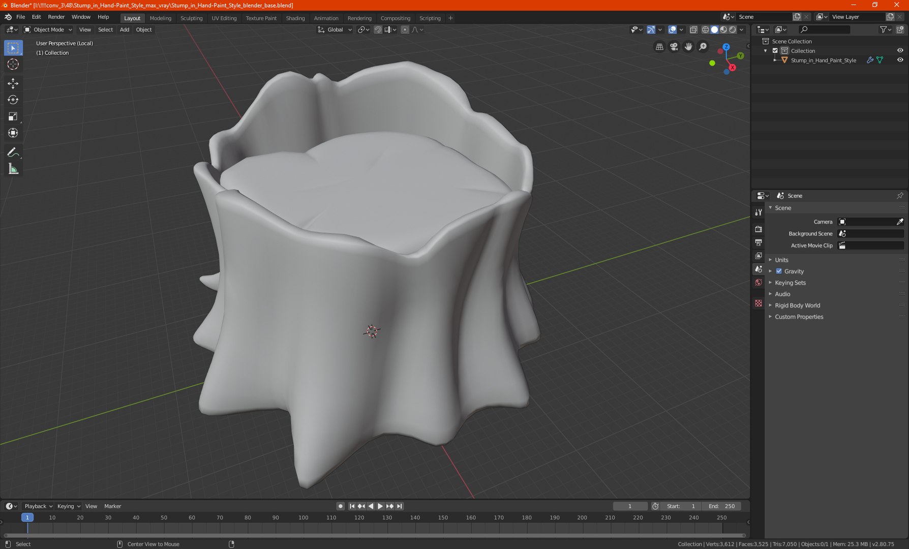 3D Stump in Hand-Paint Style model - TurboSquid 2012421