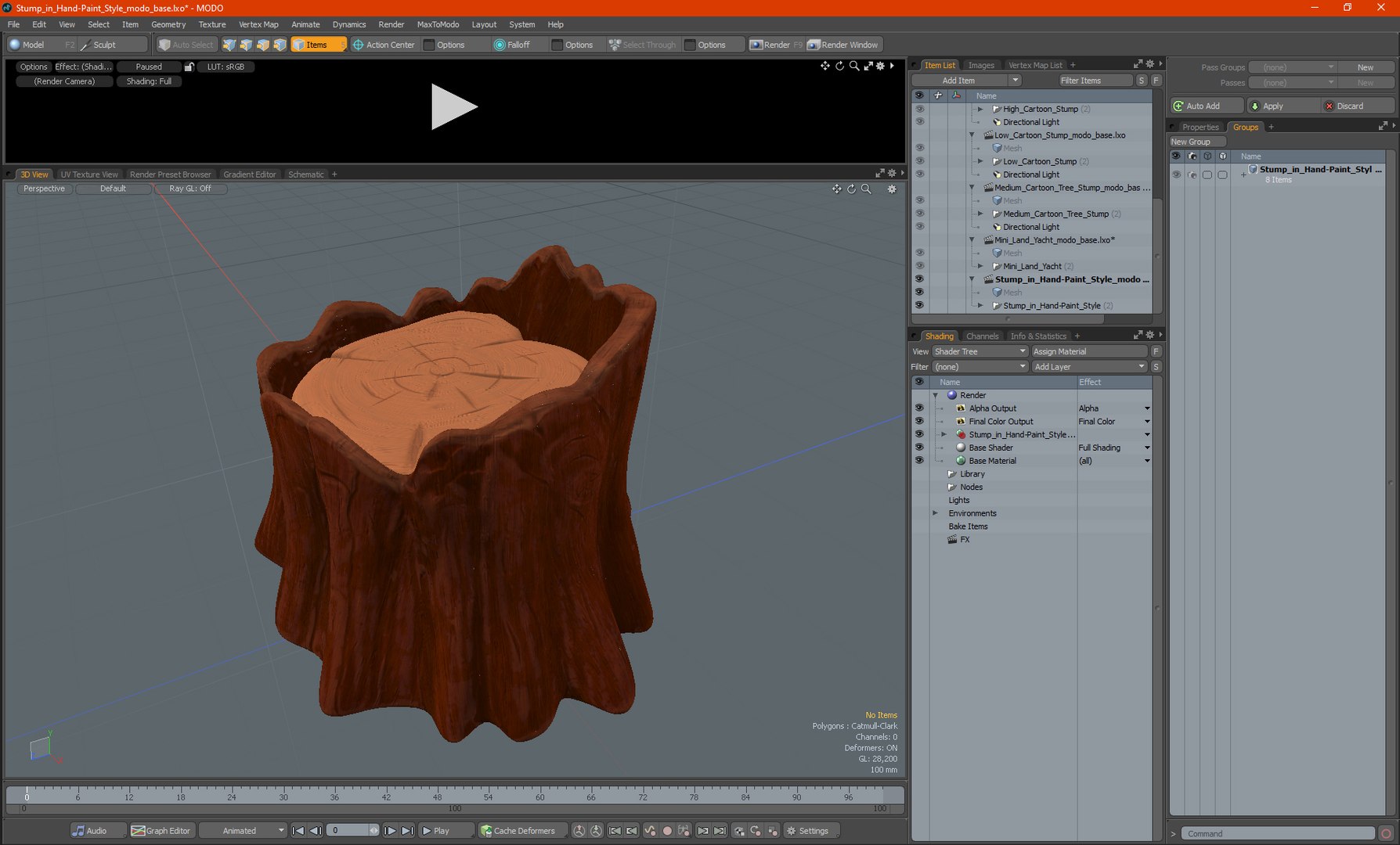 3D Stump in Hand-Paint Style model - TurboSquid 2012421