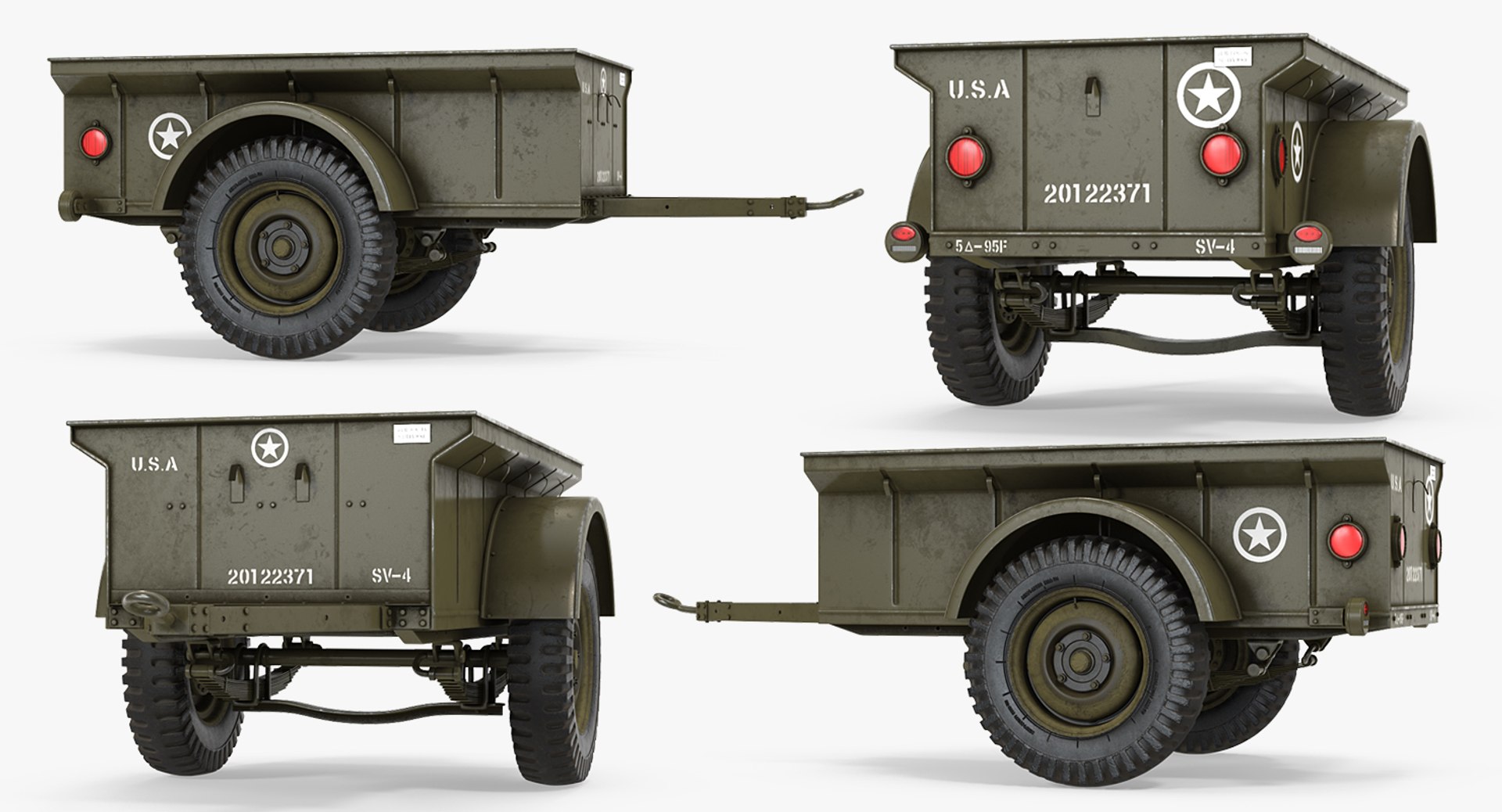 Ww2 Military Jeep Trailer 3d Max