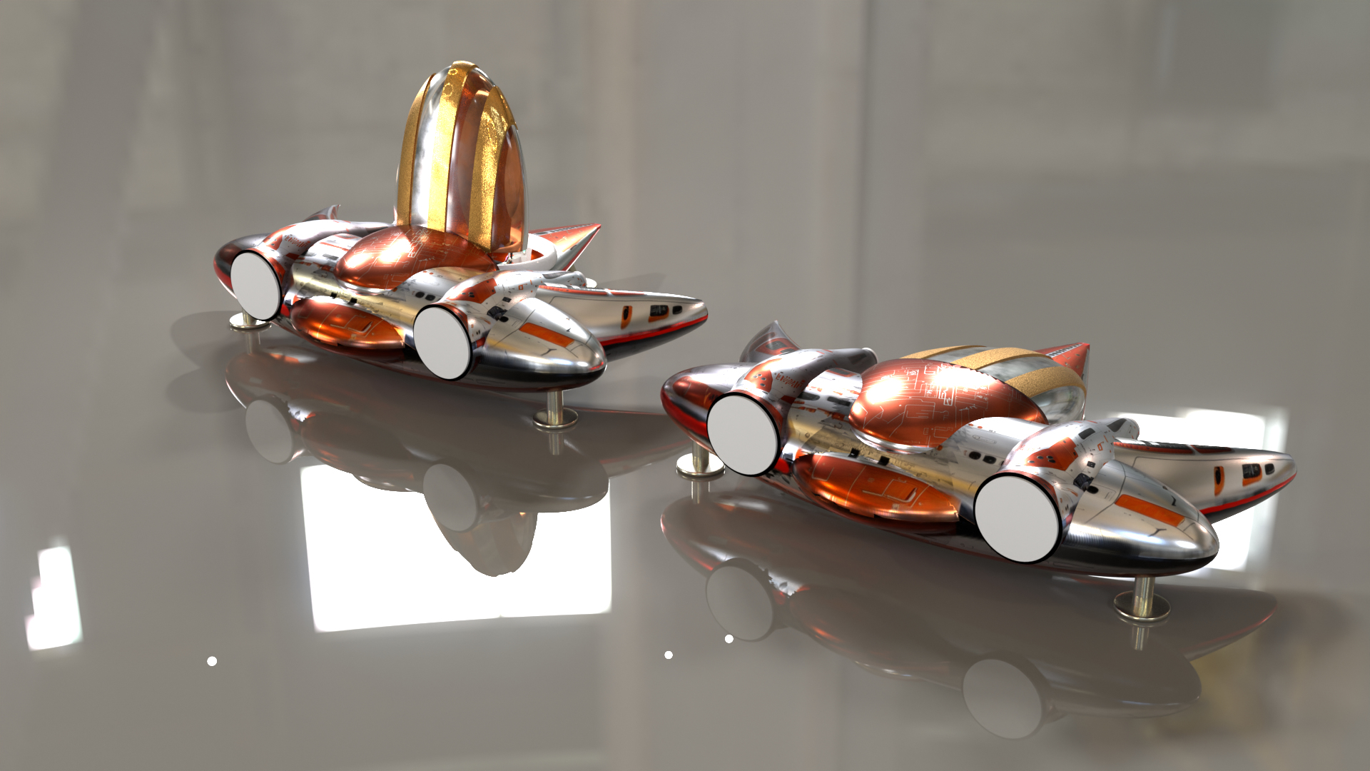 3D Retro-futuristic Single Fighter Space Ship - TurboSquid 2262472