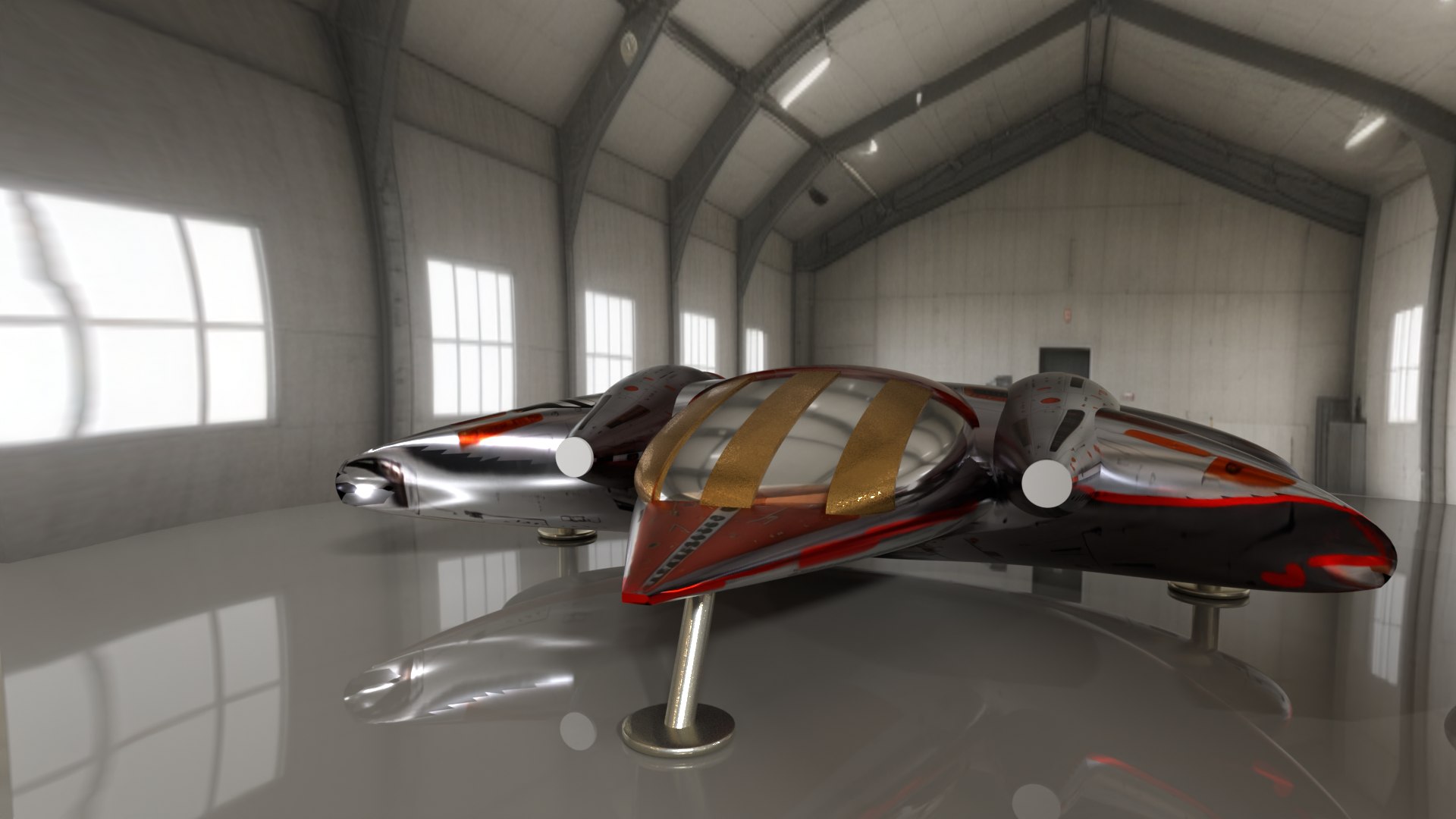 3D Retro-futuristic Single Fighter Space Ship - TurboSquid 2262472