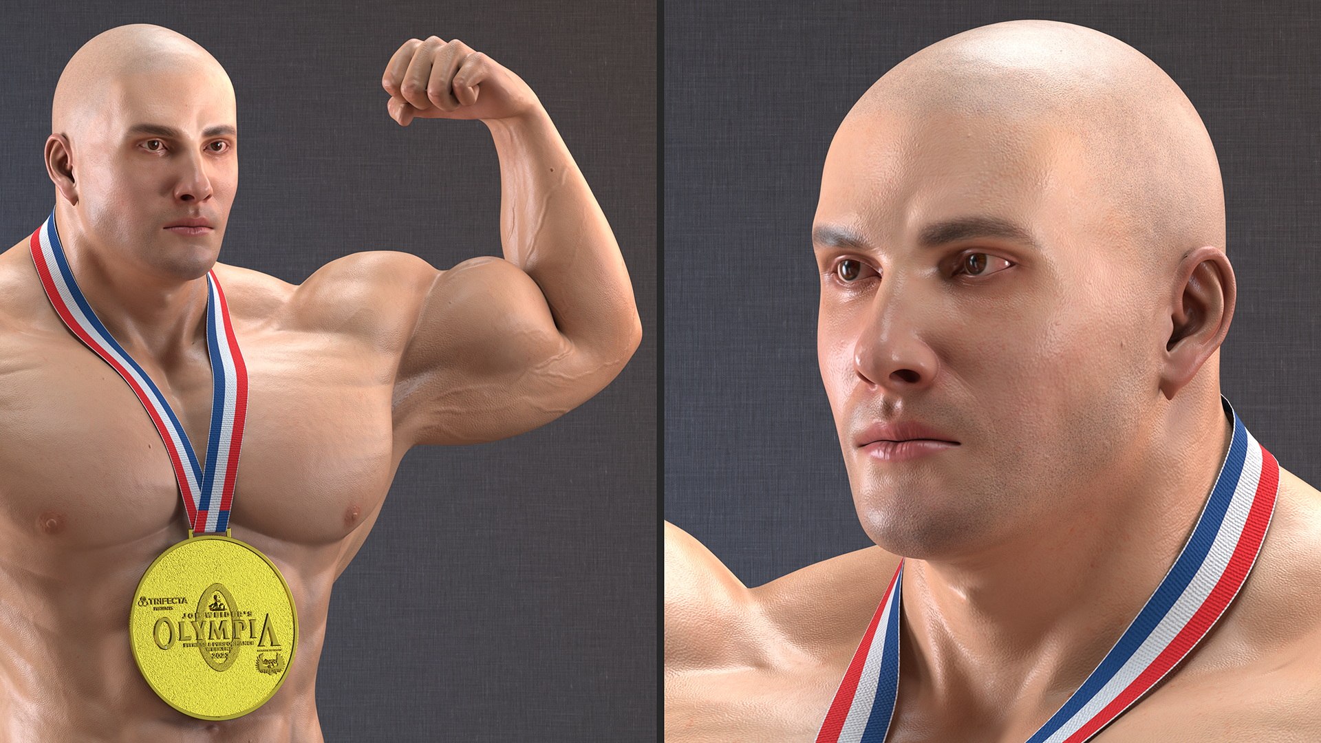Muscular Bodybuilder Athlete Man Rigged for Cinema 4D 3D model ...