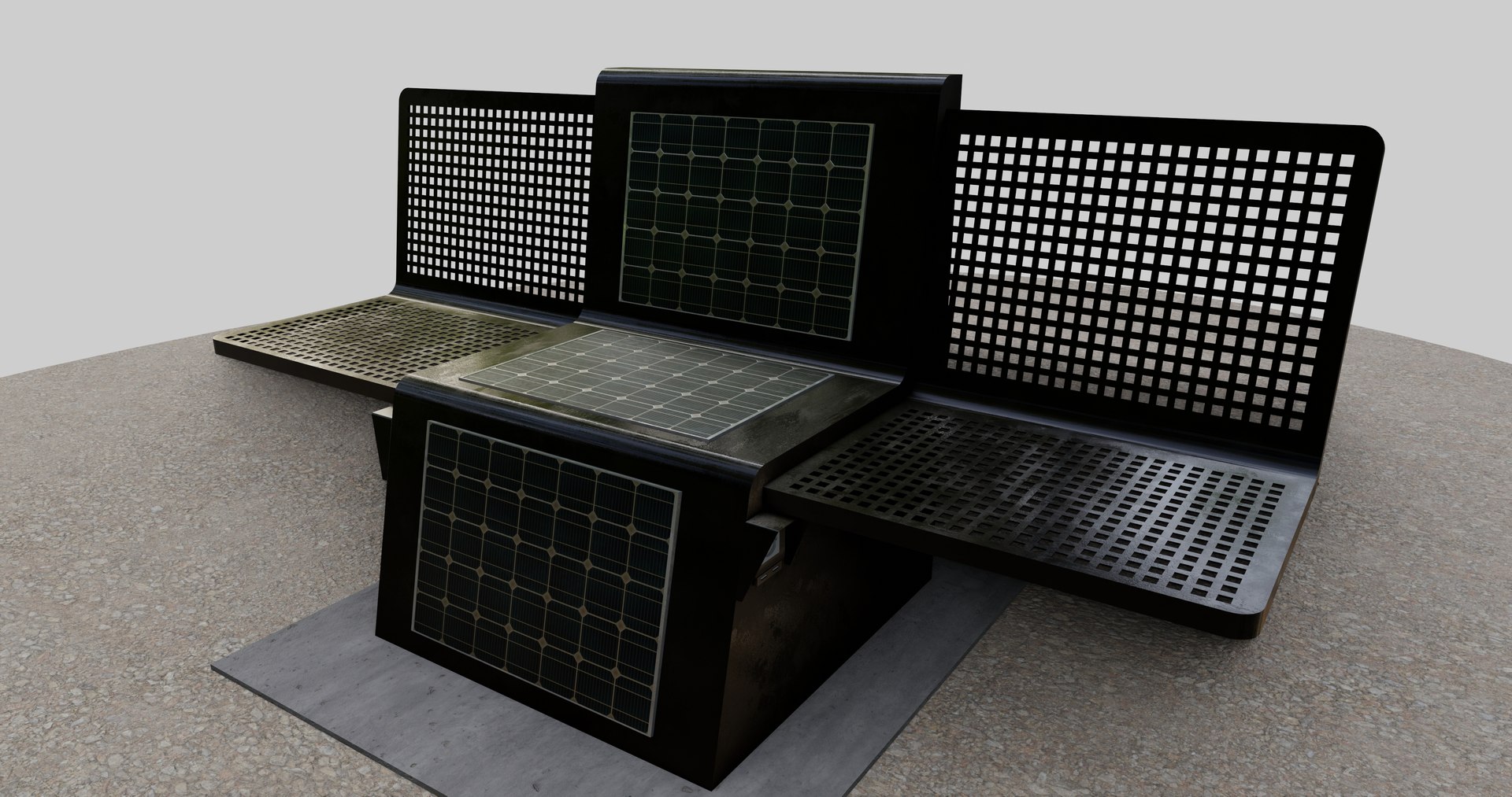 Solar Bench Black 3D Model - TurboSquid 2062782