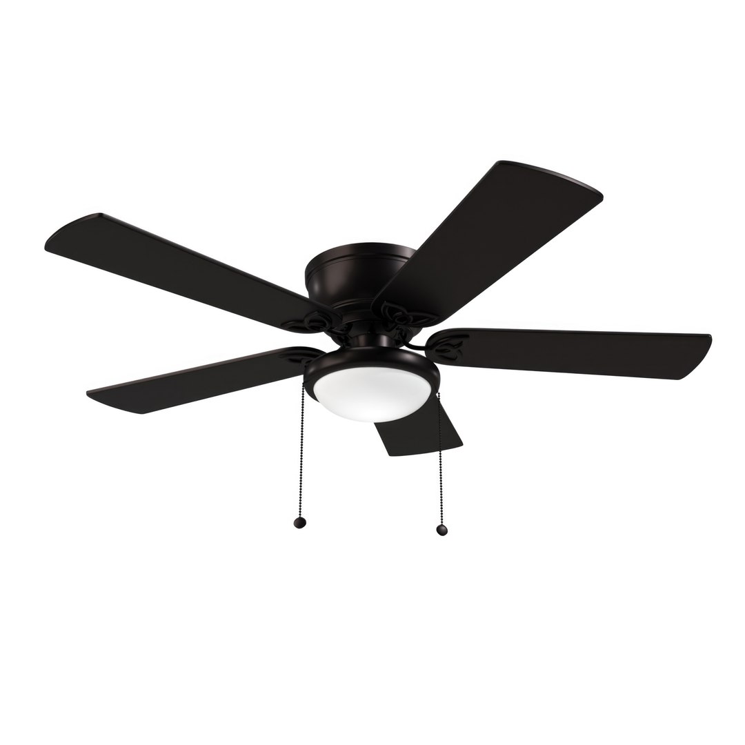 3D 52 Inch Benton Matte Black Pull Chain Ceiling Fan Model - TurboSquid ...
