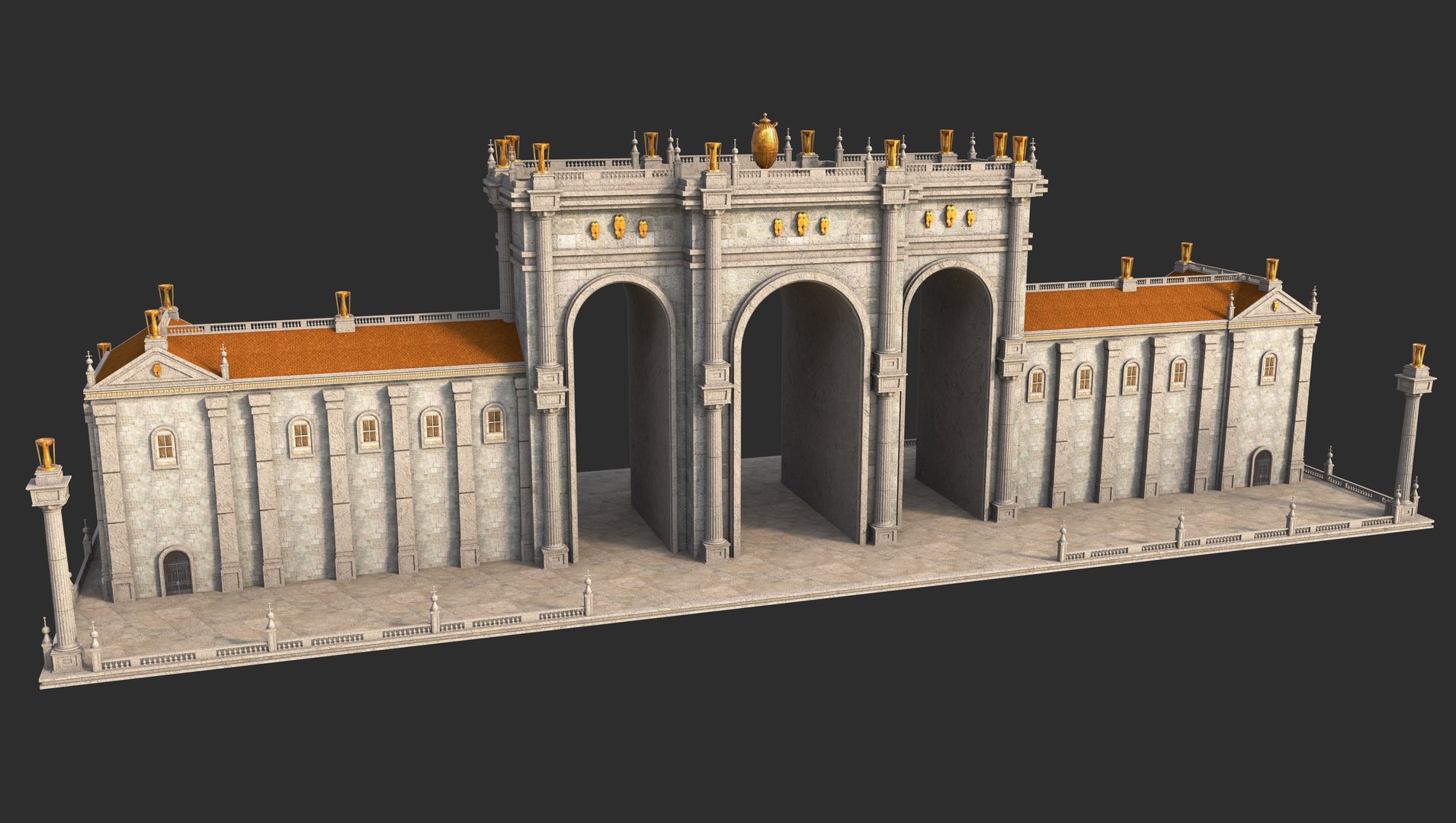 3D Ancient Wall Arch Gate Model - TurboSquid 2343527