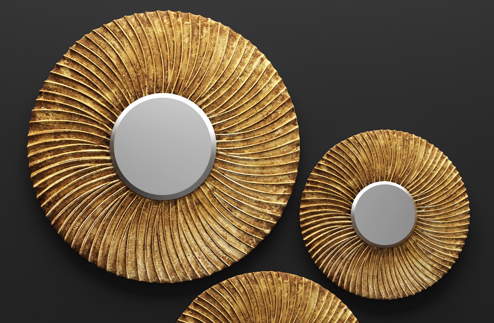 piece swirl mirror set 3d model