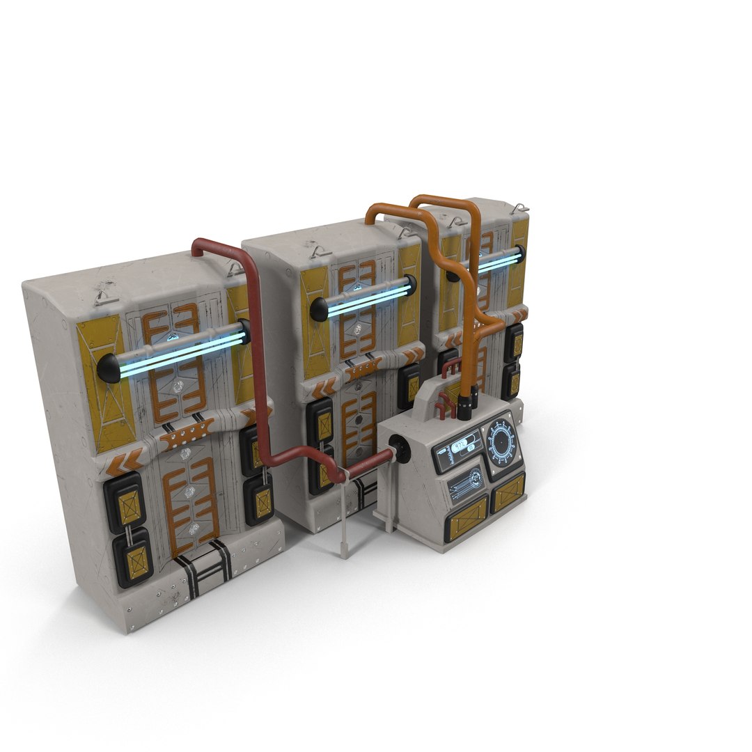 3d Model Sci Fi Control Cabinet