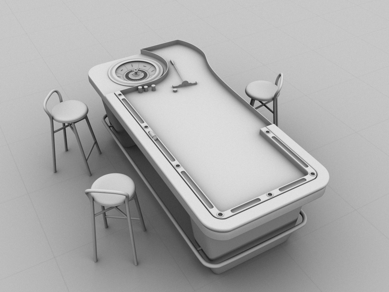 roulette table set 3d model