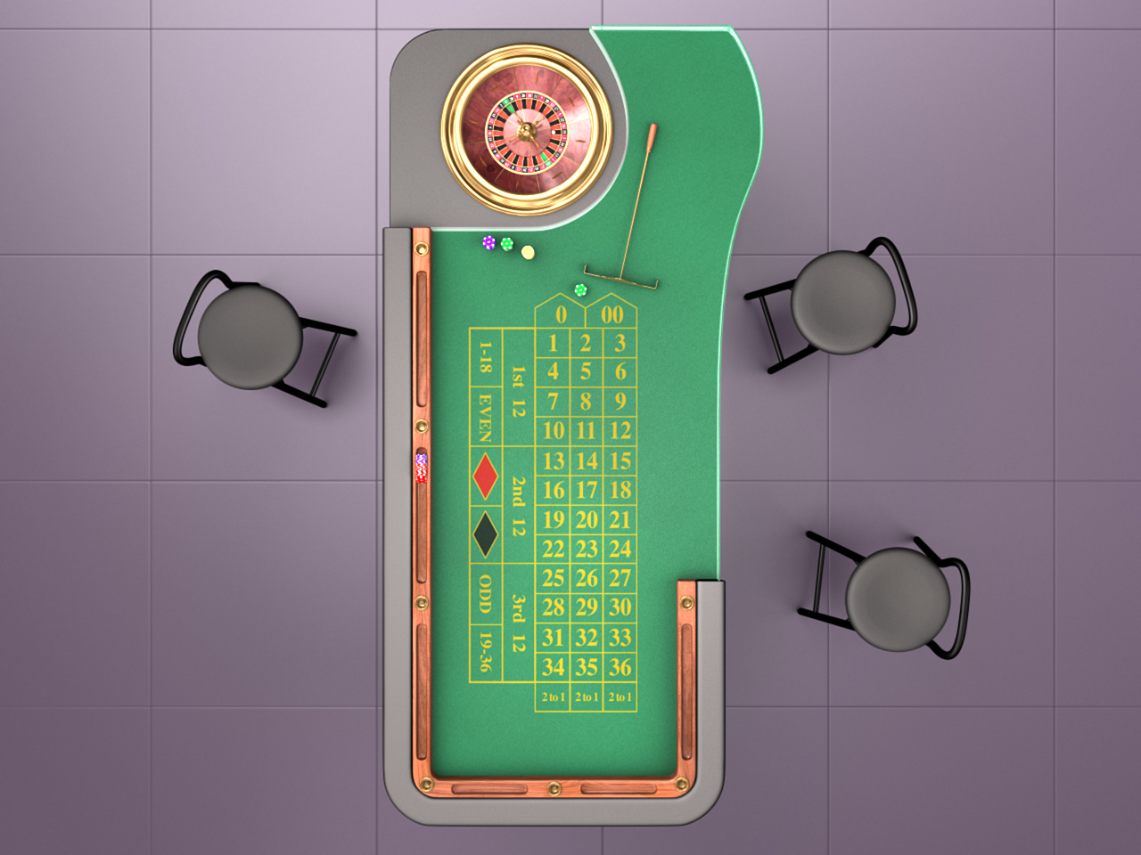 roulette table set 3d model