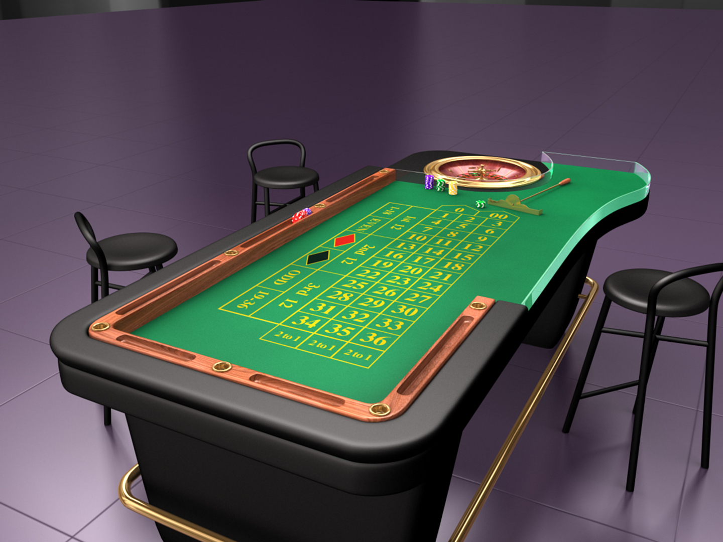 roulette table set 3d model