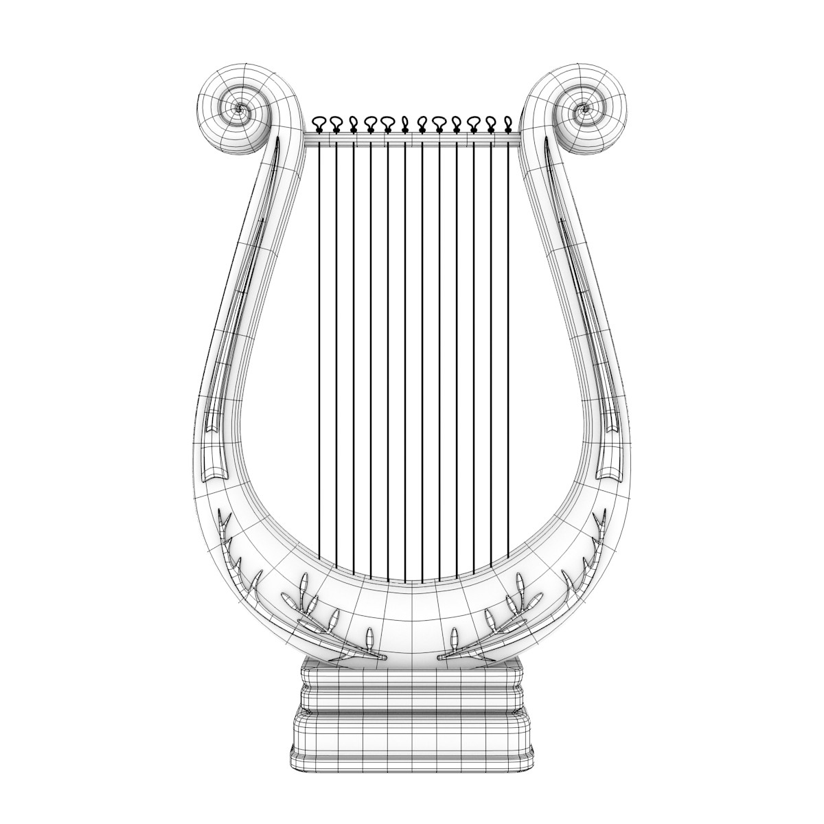 antique lyre obj